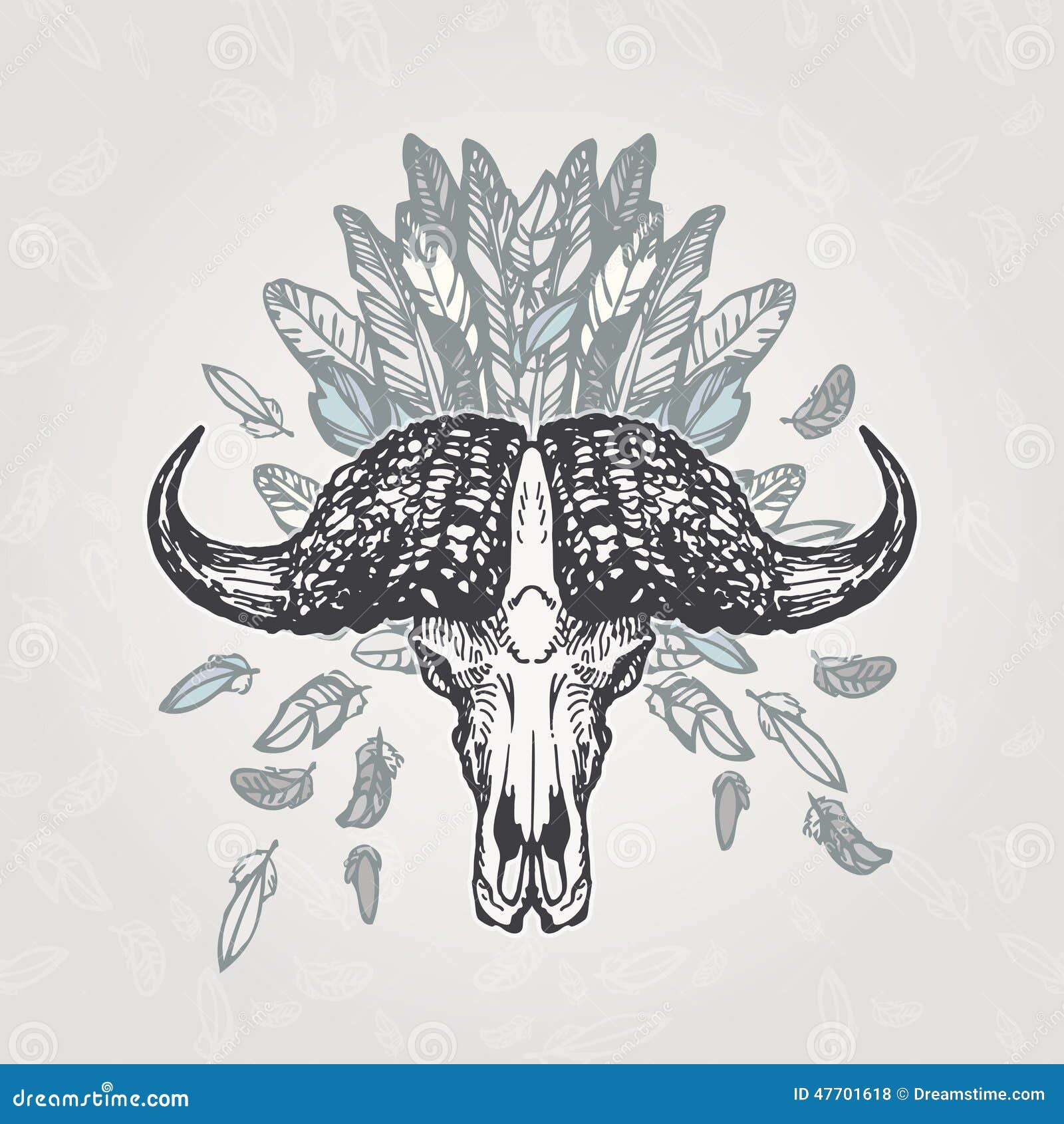 Buffalo Skull Drawing