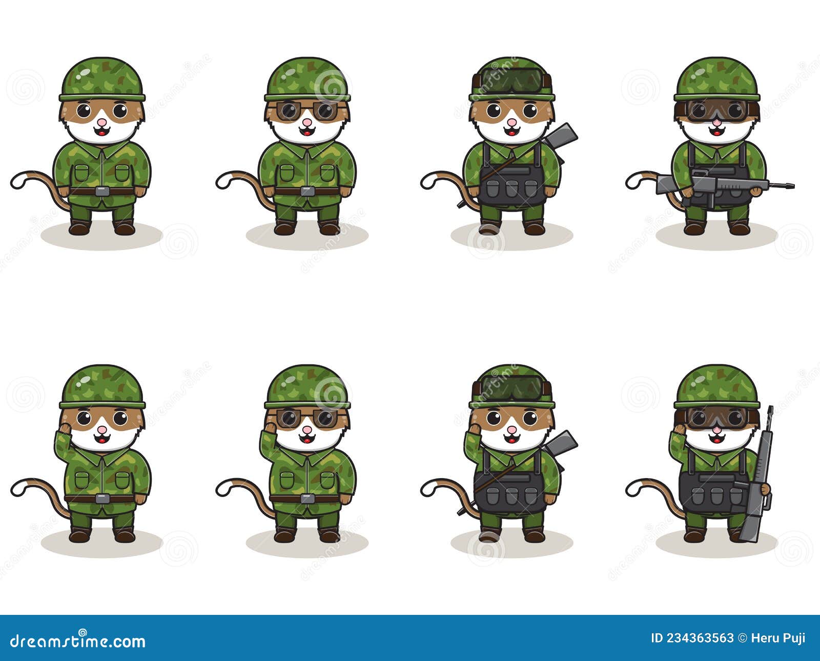 Cute Troops Army Riding A Car. Soldier On Military Vehicle Cartoon ...