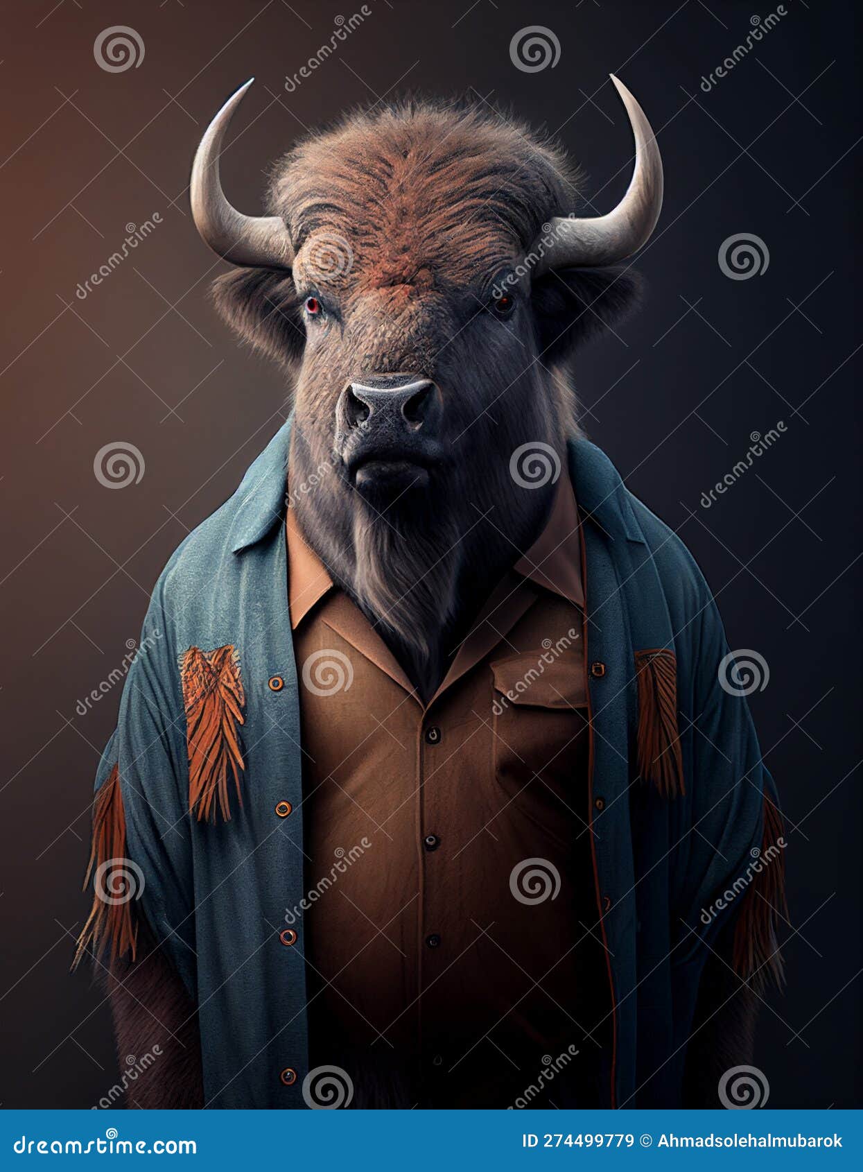 Buffalo Wearing a Jacket Realistic Illustration Generated with AI Tools ...