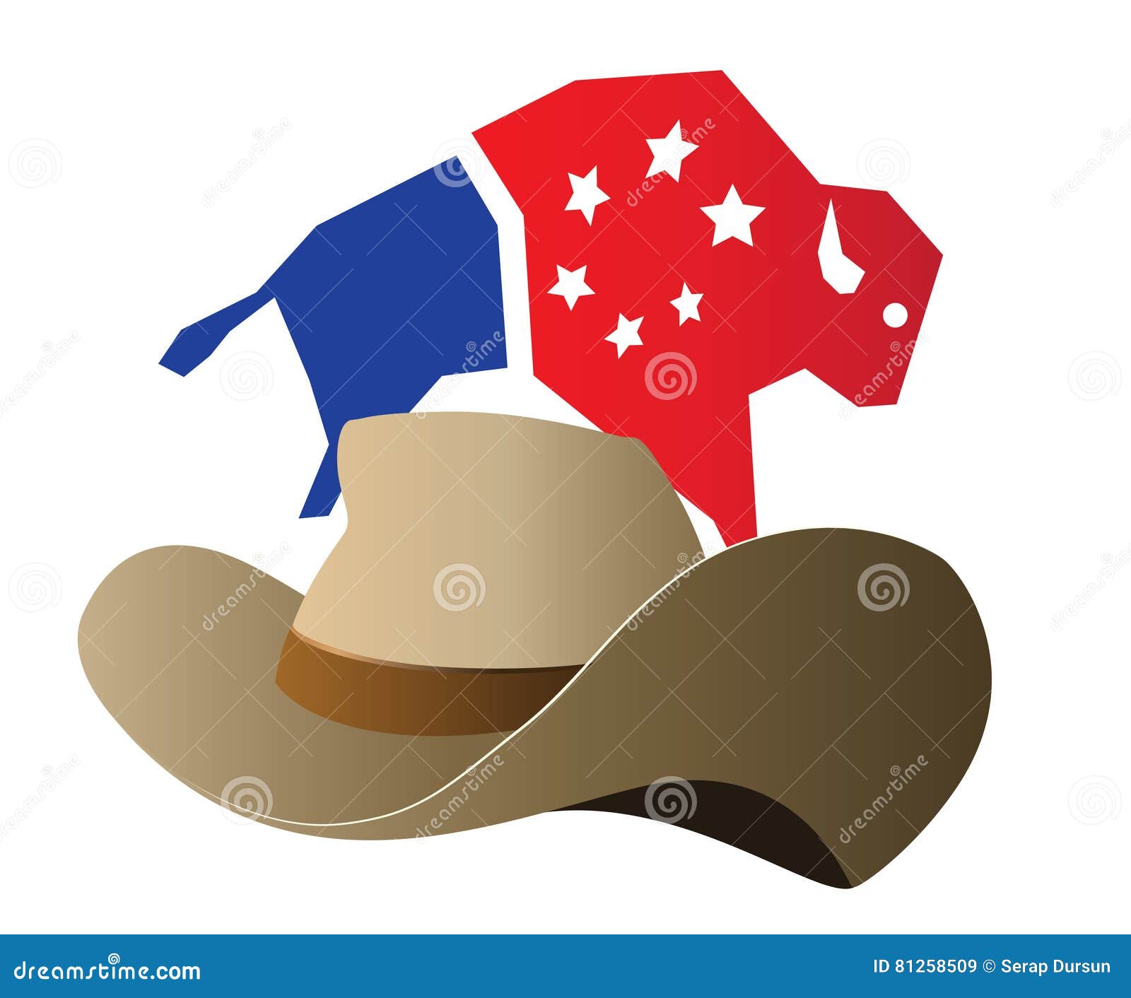 Buffel Logo Design with Cowboy Hat Stock Illustrationer - Illustration ...