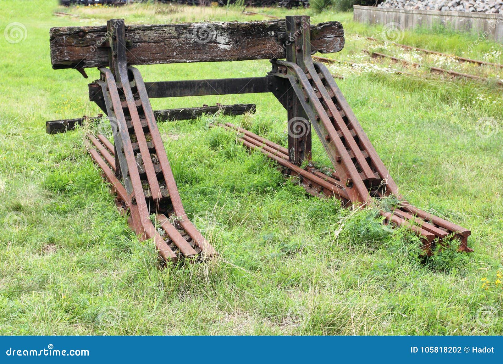 A buffer stop stock photo. Image of vehicles, meadow - 105818202