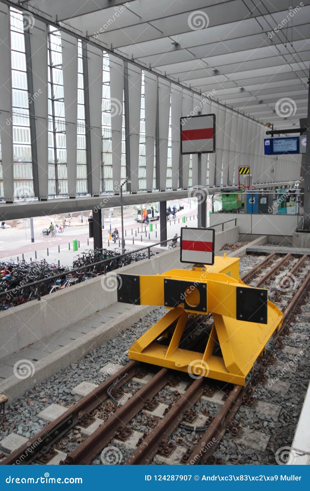 Buffer Stop on the Railroad Track Along a Platform at the Rotterdam ...
