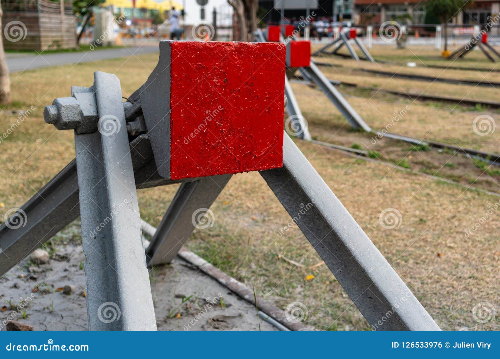 Buffer Stop with Red Painting Closeup View on Old Railroad Stock Photo ...