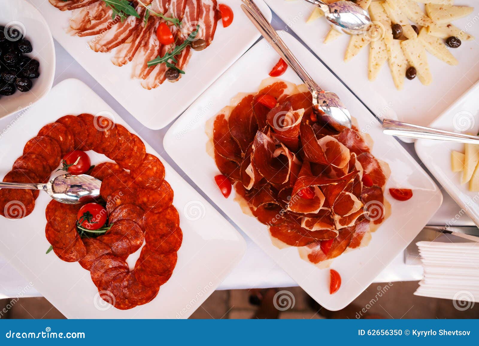 Buffet Appetizers Gourmet Top View Stock Photo - Image of lunch, pork ...