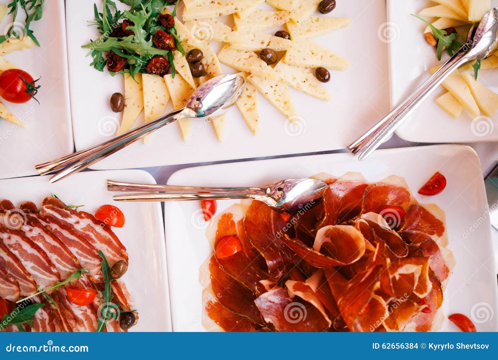 Buffet Appetizers Gourmet Top View Stock Photo - Image of lunch ...