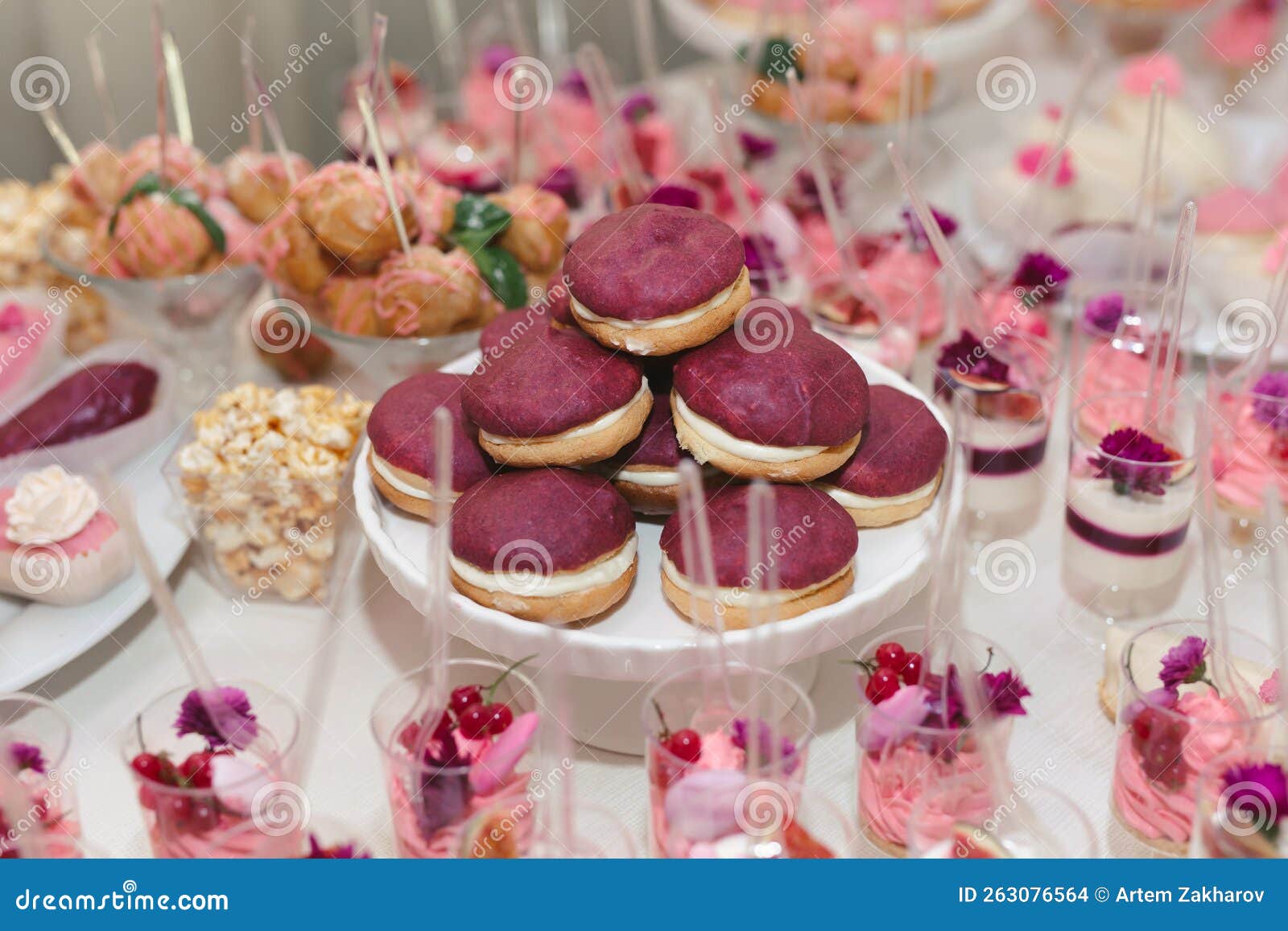 Buffet and Candy Bar at a Wedding in a Restaurant. Stock Photo - Image ...