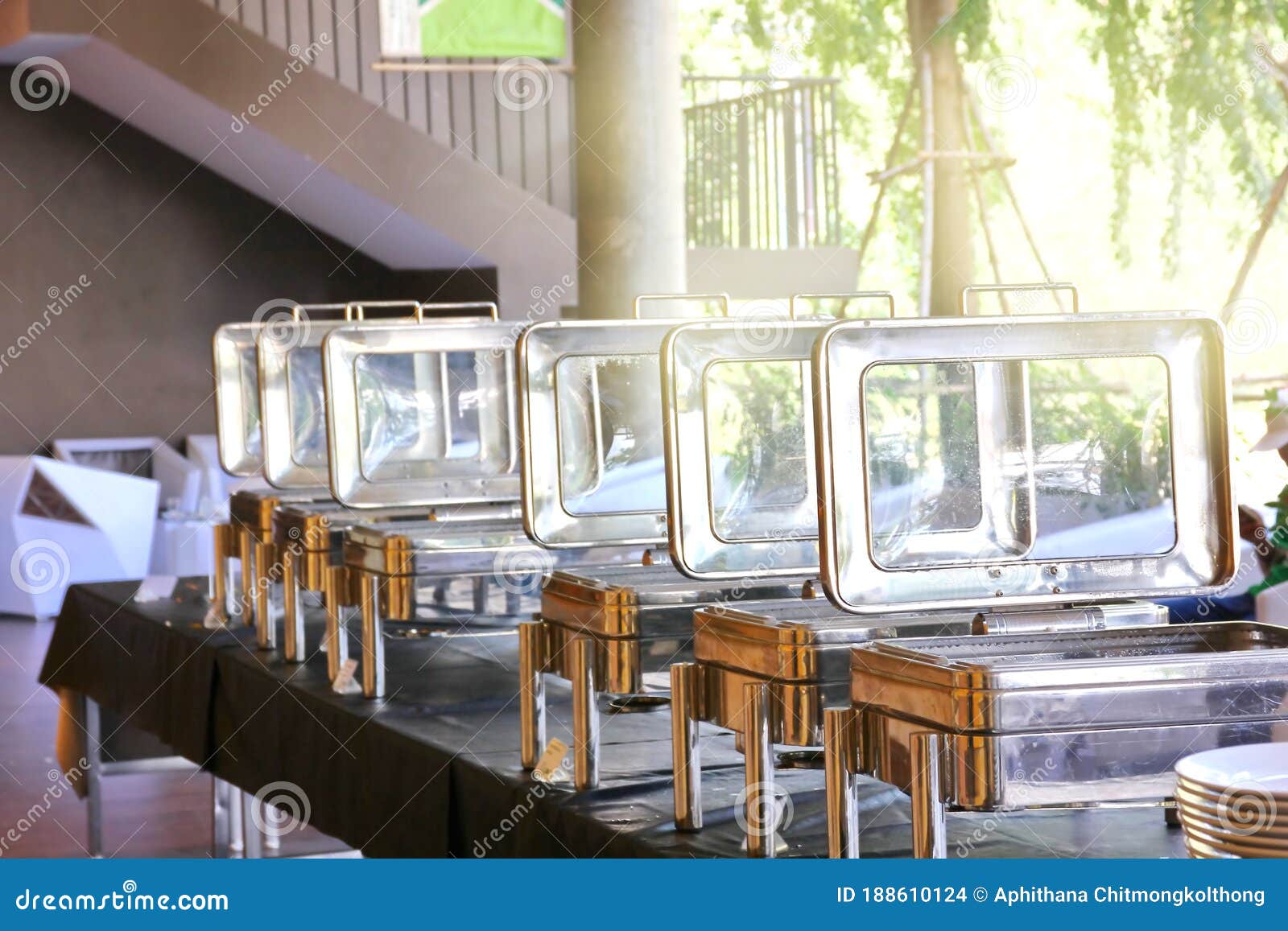 Buffet Catering Ready on the Table Waiting Chef Served Breakfast Buffet ...