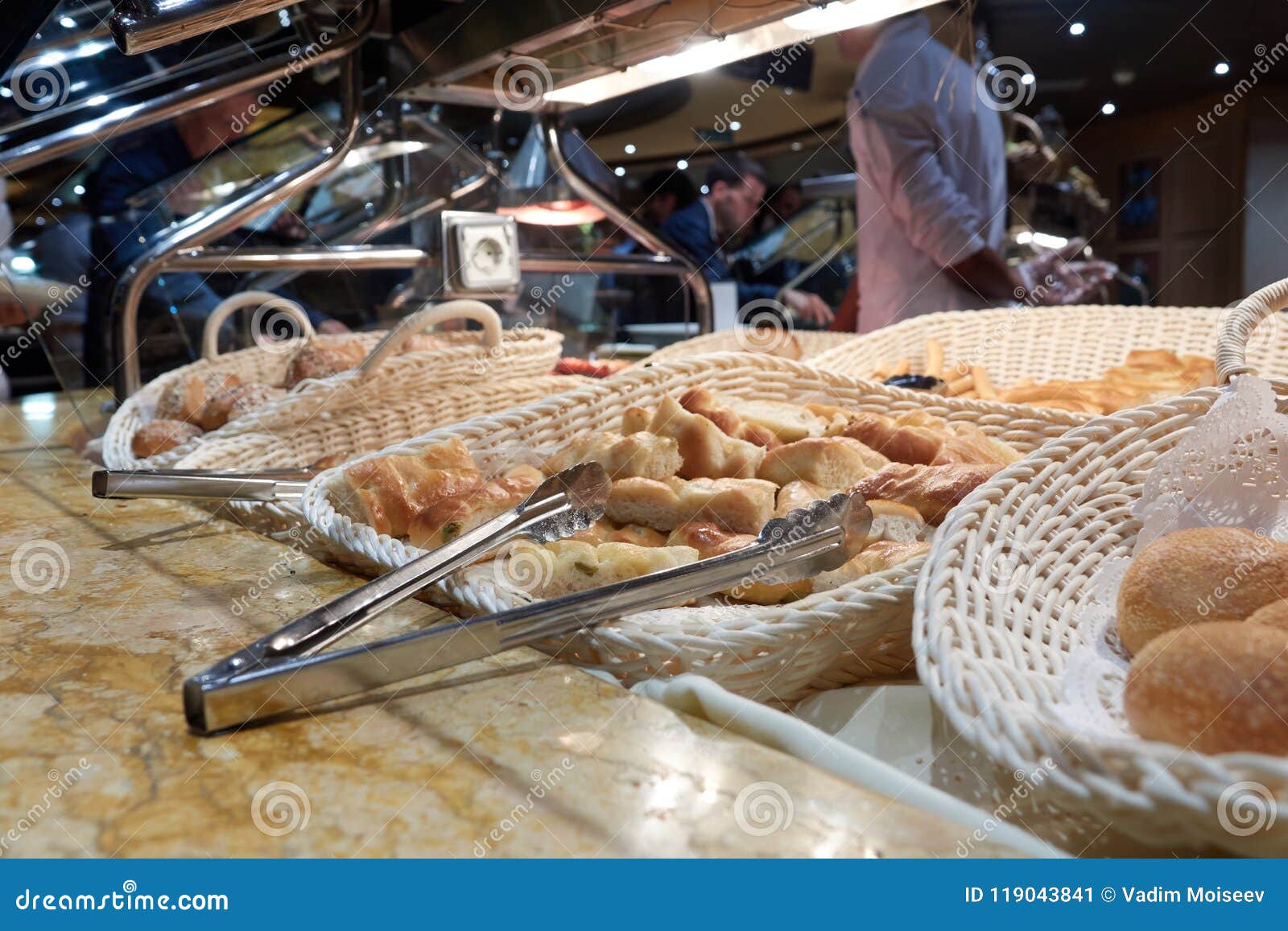 Buffet on the Cruise Ship. Bread and Buns Stock Image - Image of ...
