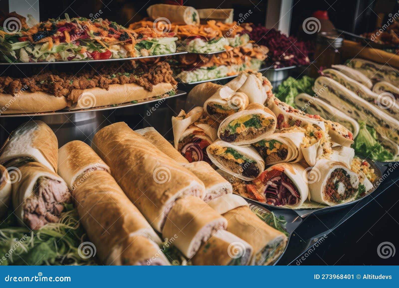 Buffet of Different Sandwiches and Wraps, with a Variety of Fillings ...