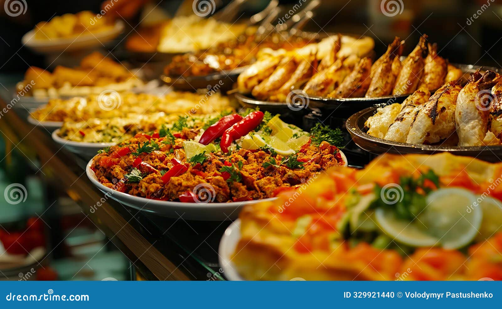 A Buffet Filled with Lots of Different Types of Food Stock Photo ...