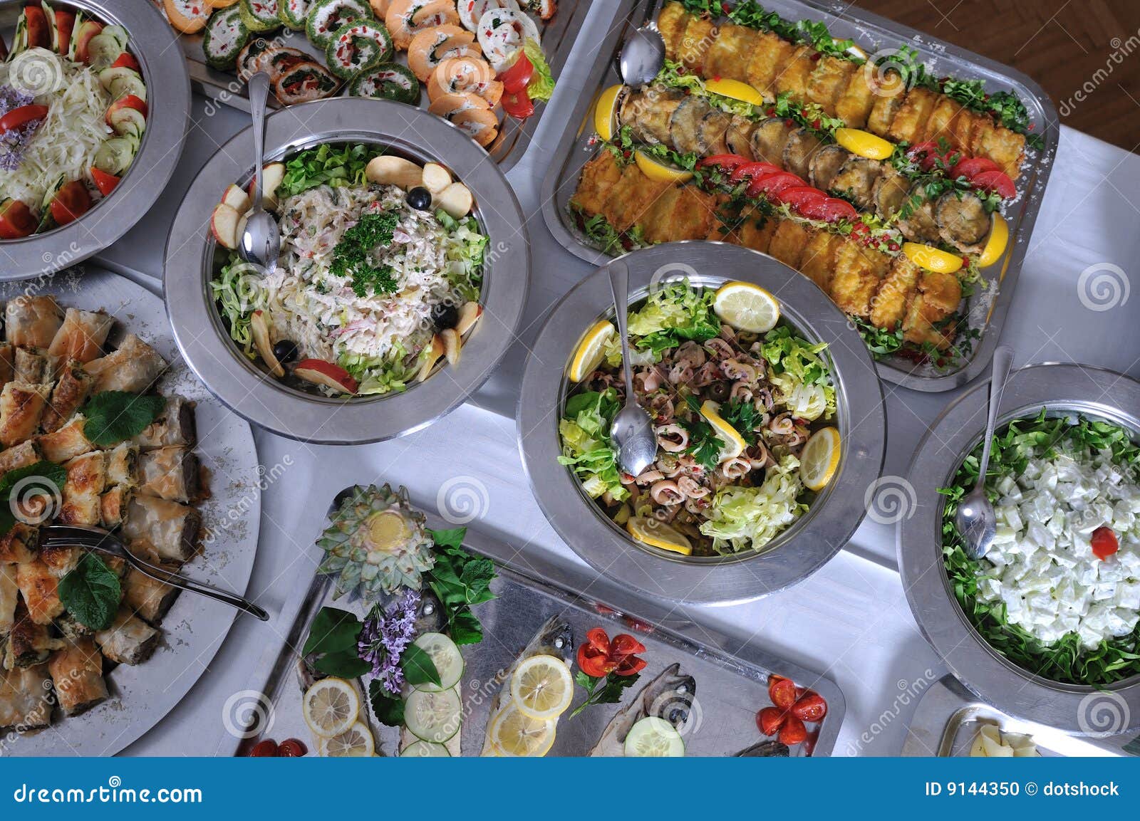 Buffet food stock photo. Image of dish, cutlery, freshness - 9144350