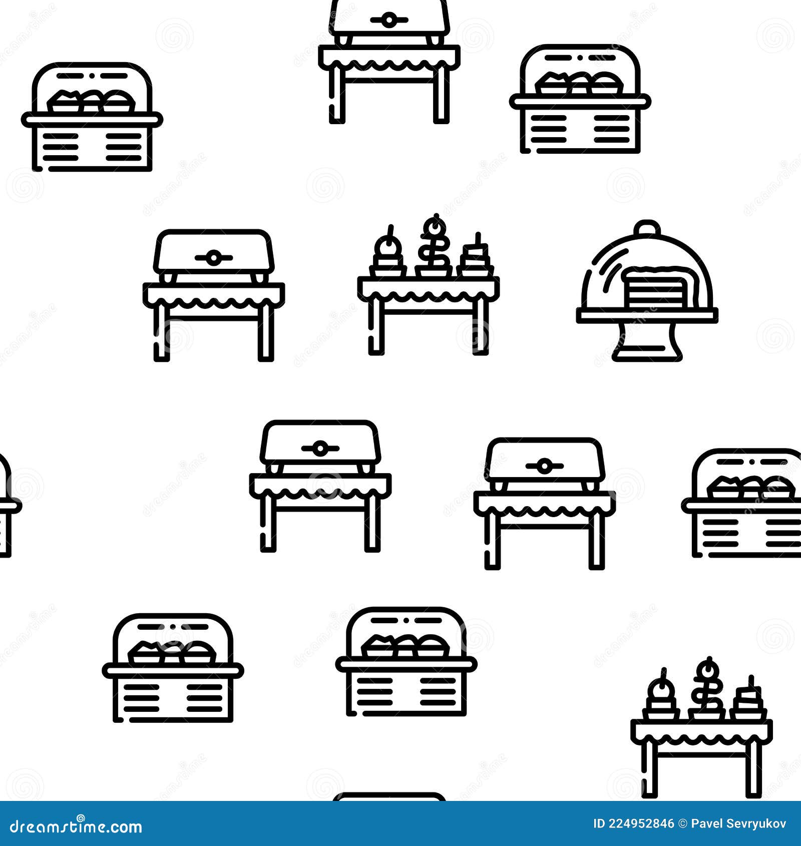 Buffet Food and Drinks Vector Seamless Pattern Stock Vector ...