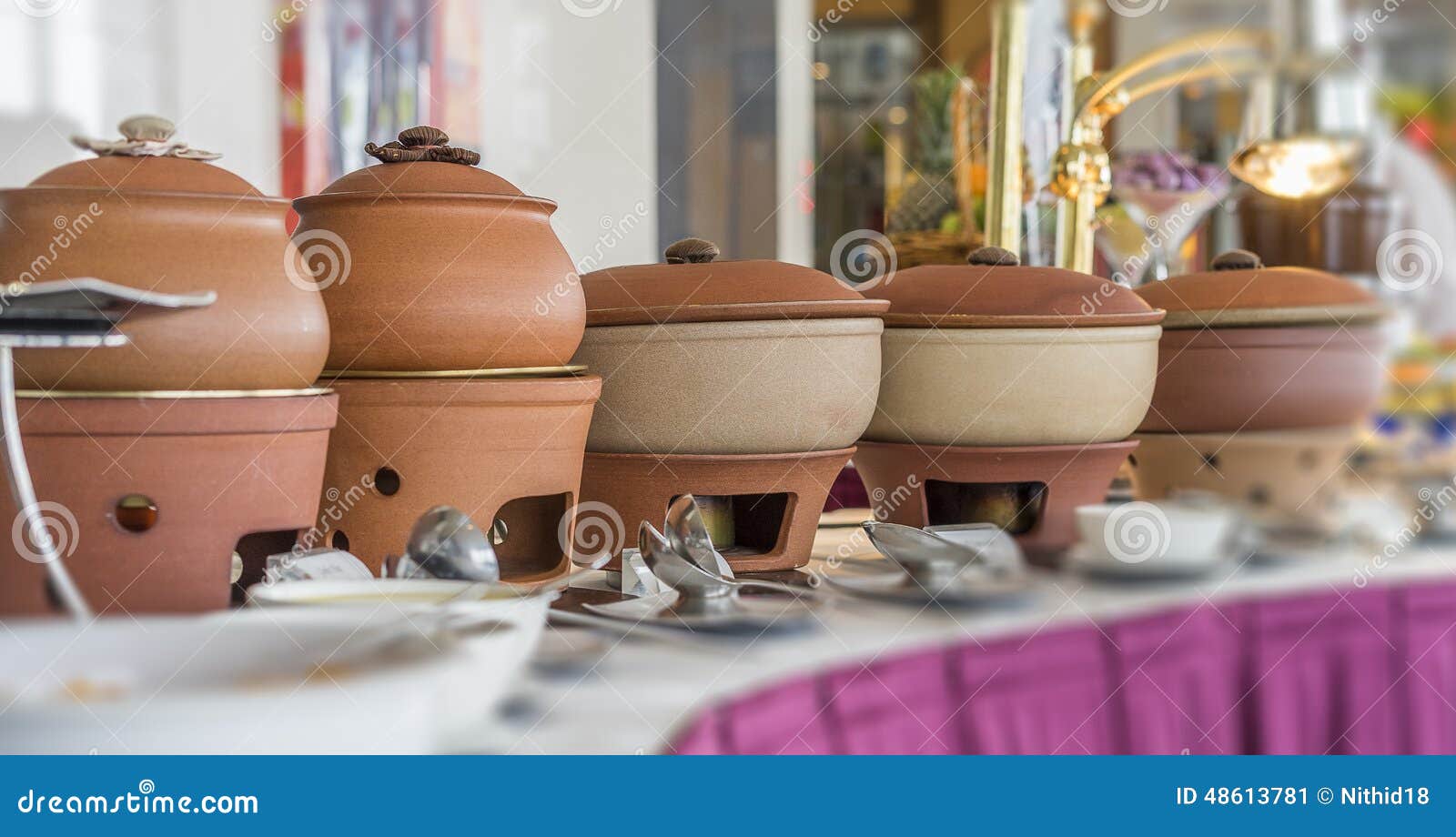Buffet stock image. Image of posh, food, clay, counter - 48613781