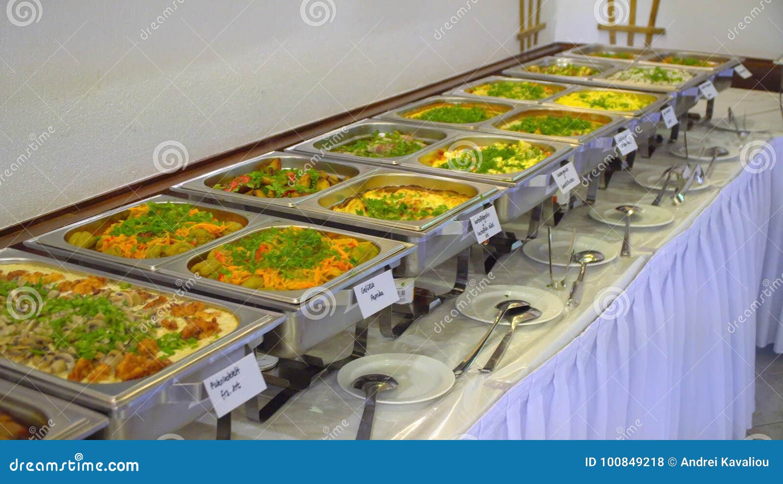 The Buffet: the Hot Food Stand Open on the Table Stock Footage - Video ...