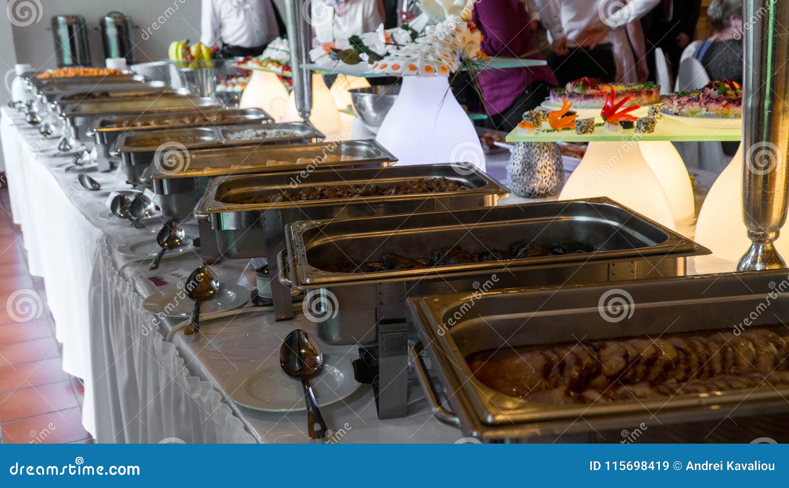Buffet Line of Lunch and Dinner Stock Image - Image of croissant, bread ...
