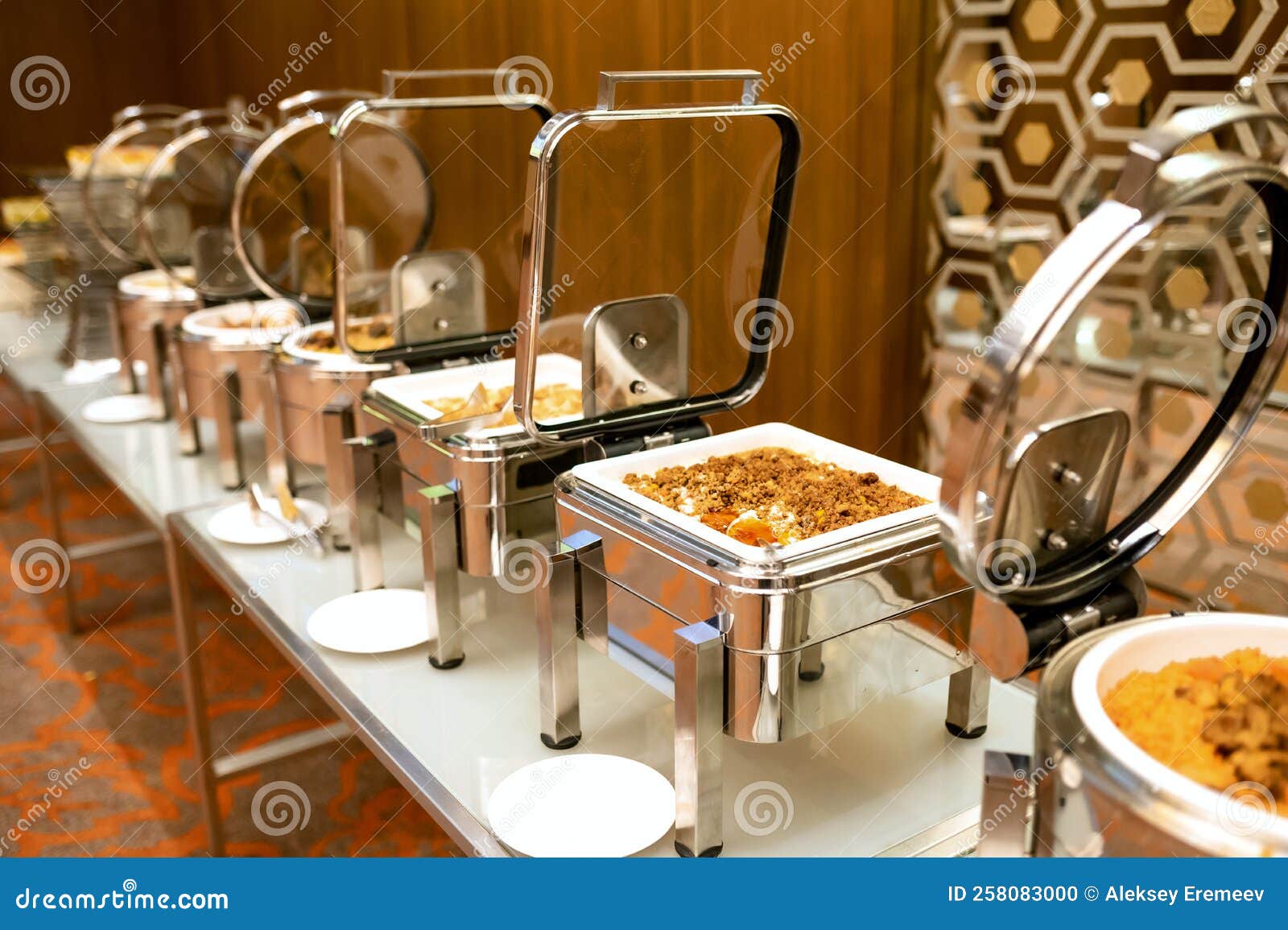 Buffet Line of Lunch and Dinner Stock Photo - Image of group, delicious ...