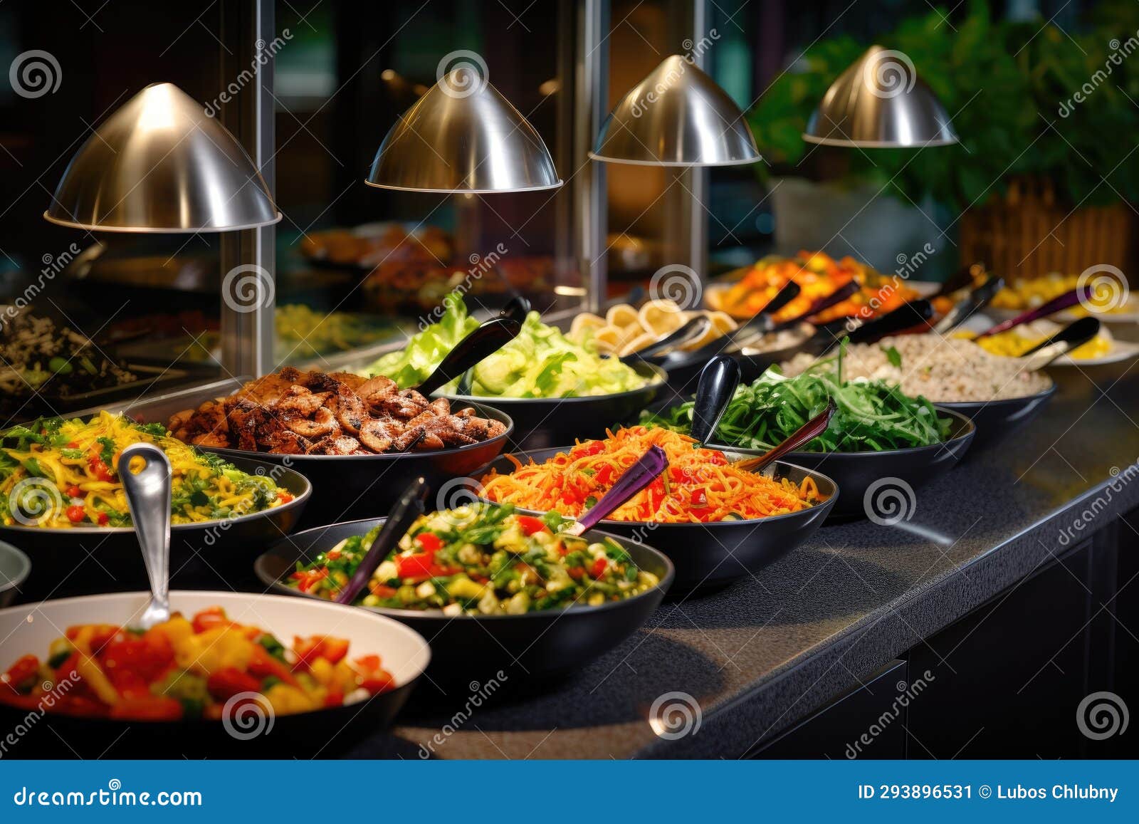 Buffet Meals Inside the Restaurant with Vegetable Salads Stock ...