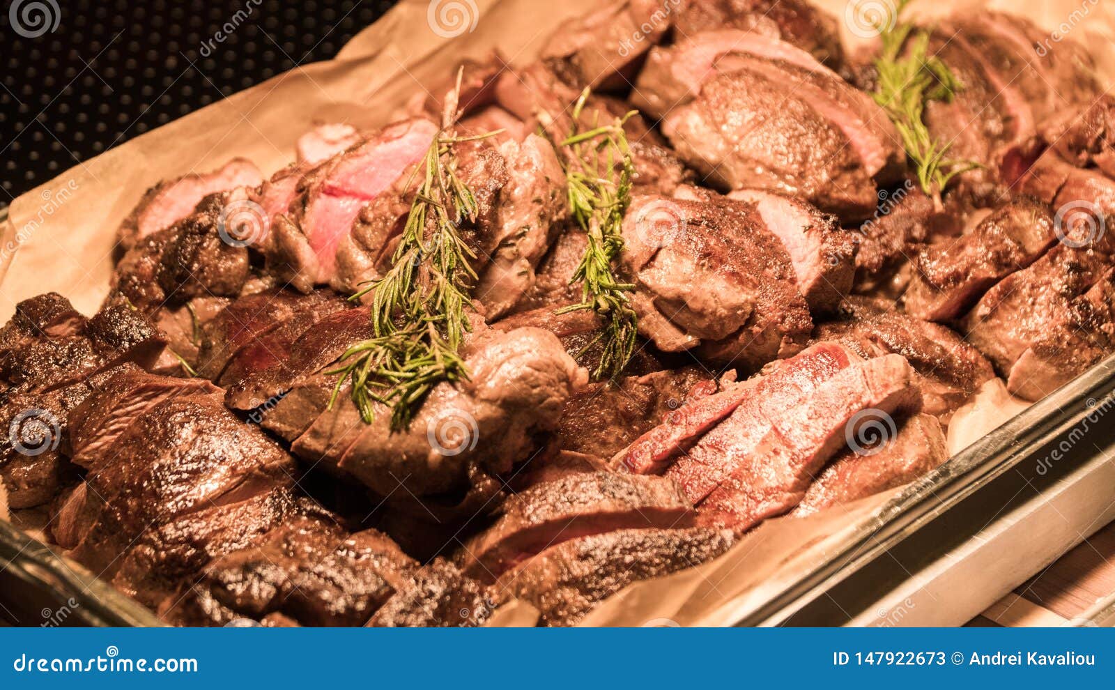 The Buffet is the Meat Under the Lamp Stock Image - Image of barbecue ...