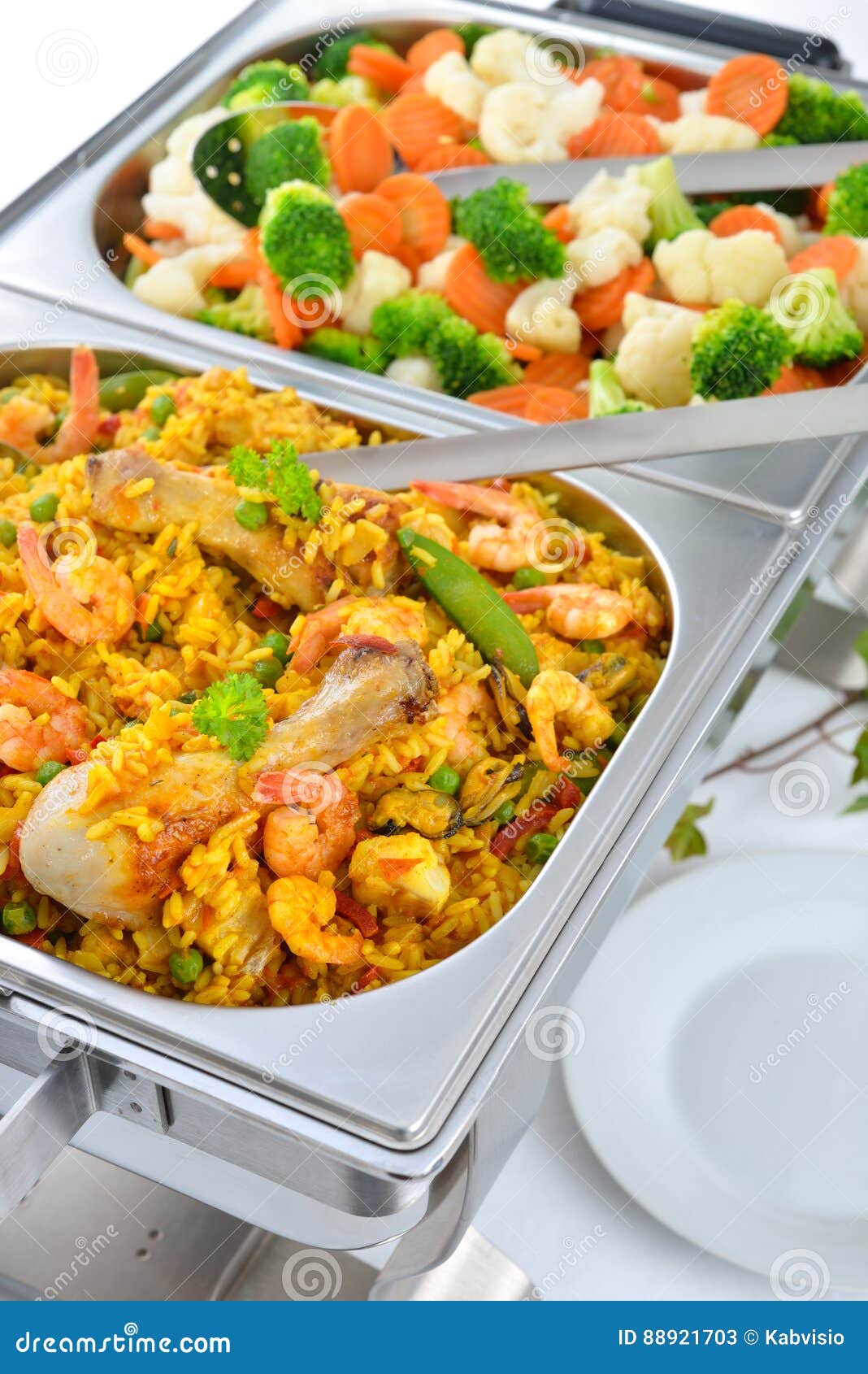 Buffet with paella stock image. Image of paella, dish - 88921703