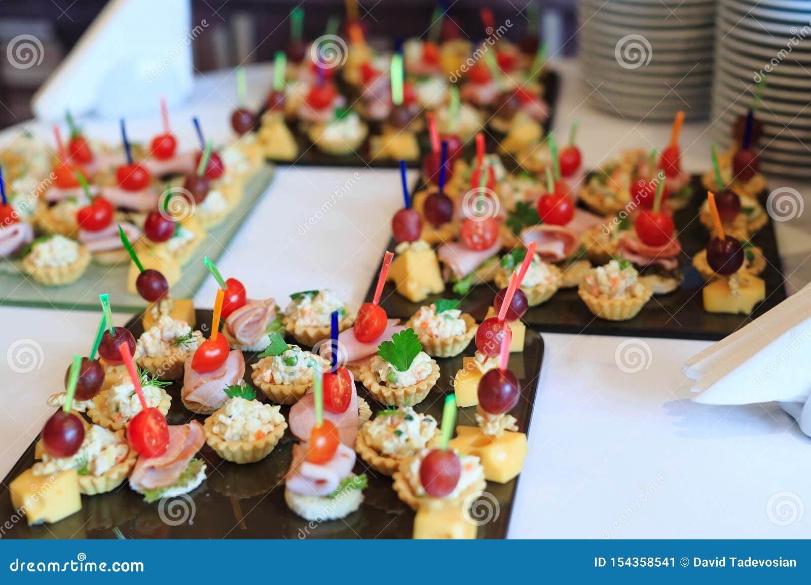 The Buffet at the Reception. Assortment of Canapes Stock Image - Image ...