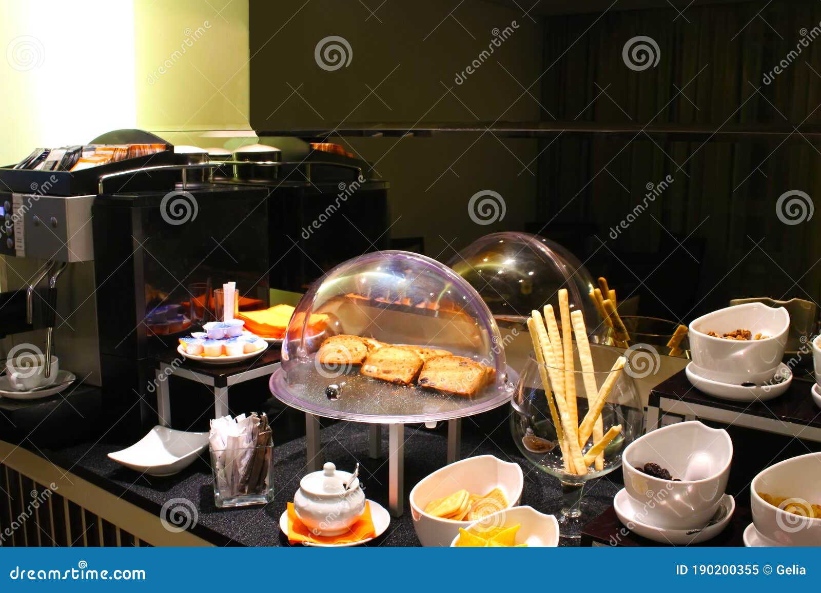 Buffet Served with White Bowls and Plates Stock Image - Image of ...