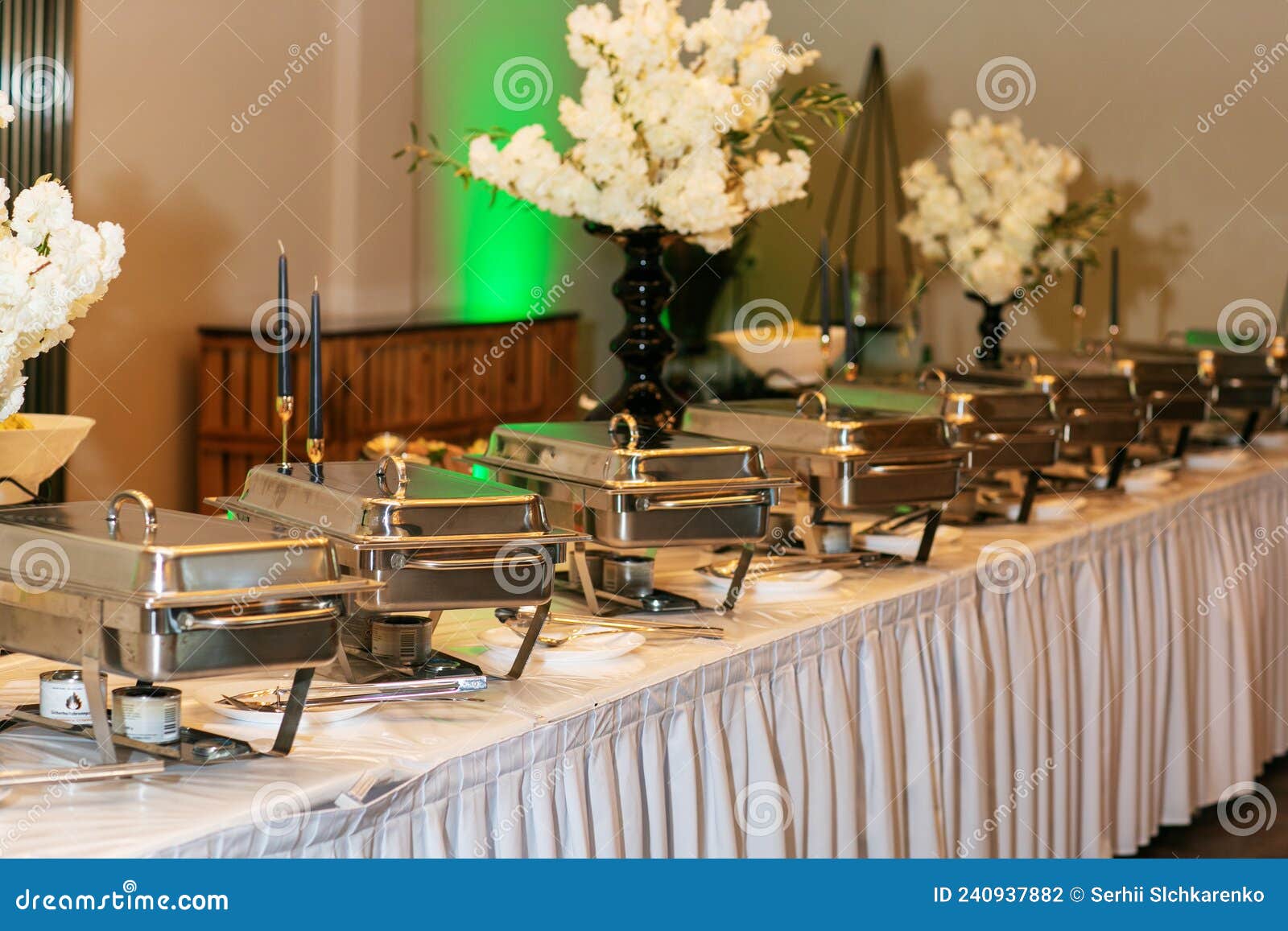 Buffet Style Food in Trays on the Table Stock Photo - Image of tray ...