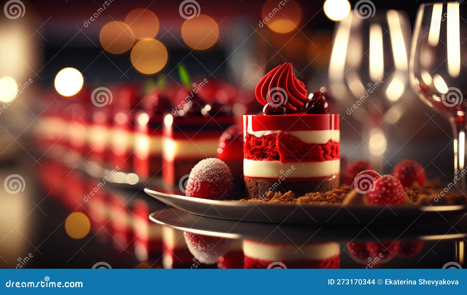 Buffet with Sweets Desserts Red Pastries .Generative AI Stock ...