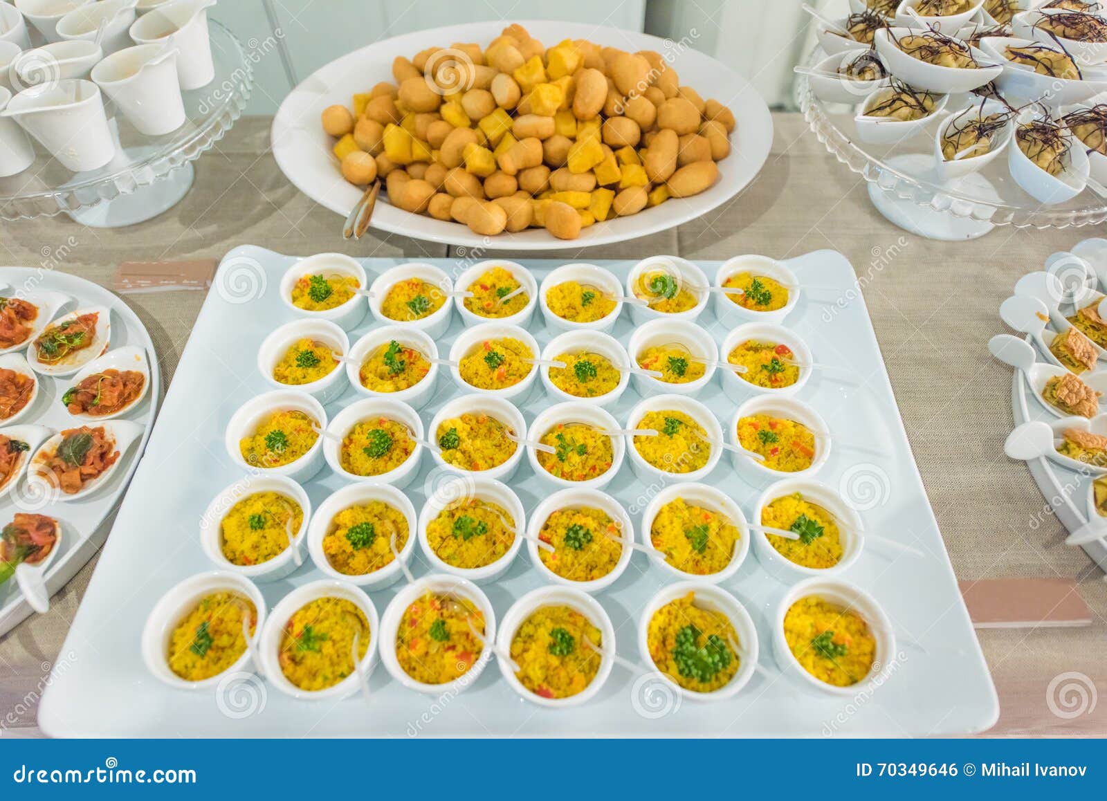A Buffet Table with Different Type of Food Servings Stock Photo - Image ...