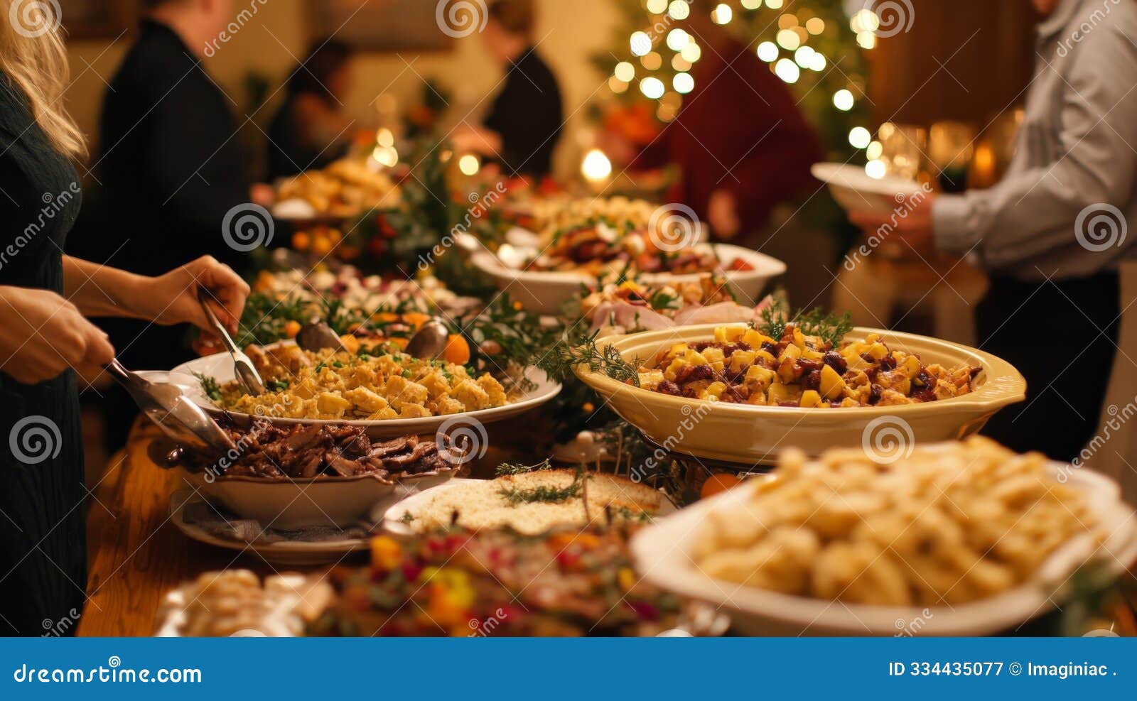 A Buffet Table Filled with Food at a Gathering Stock Illustration ...