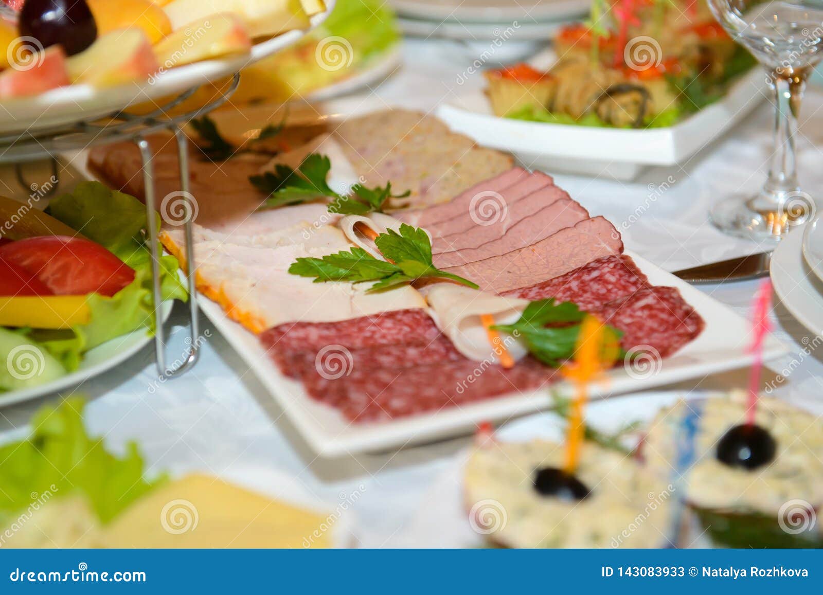 Buffet table with food stock image. Image of luxury - 143083933