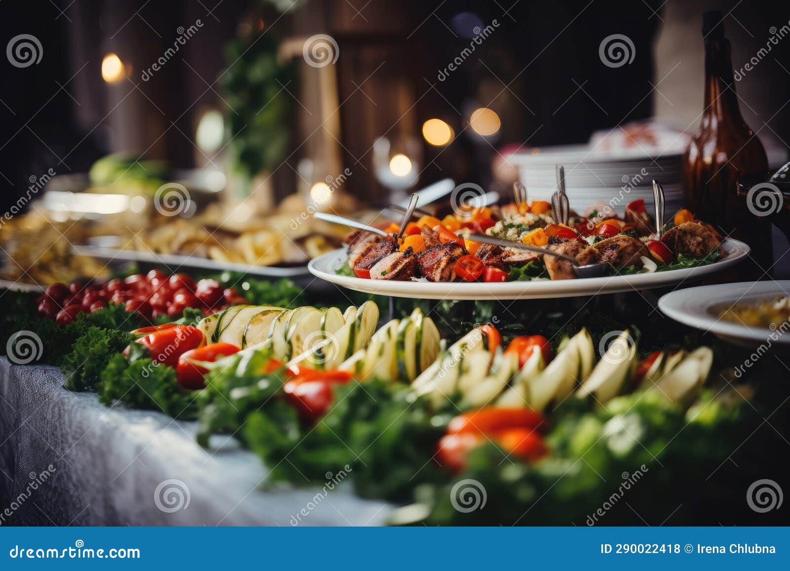 Buffet Table Full of Food in a Luxury Hotel Stock Illustration ...