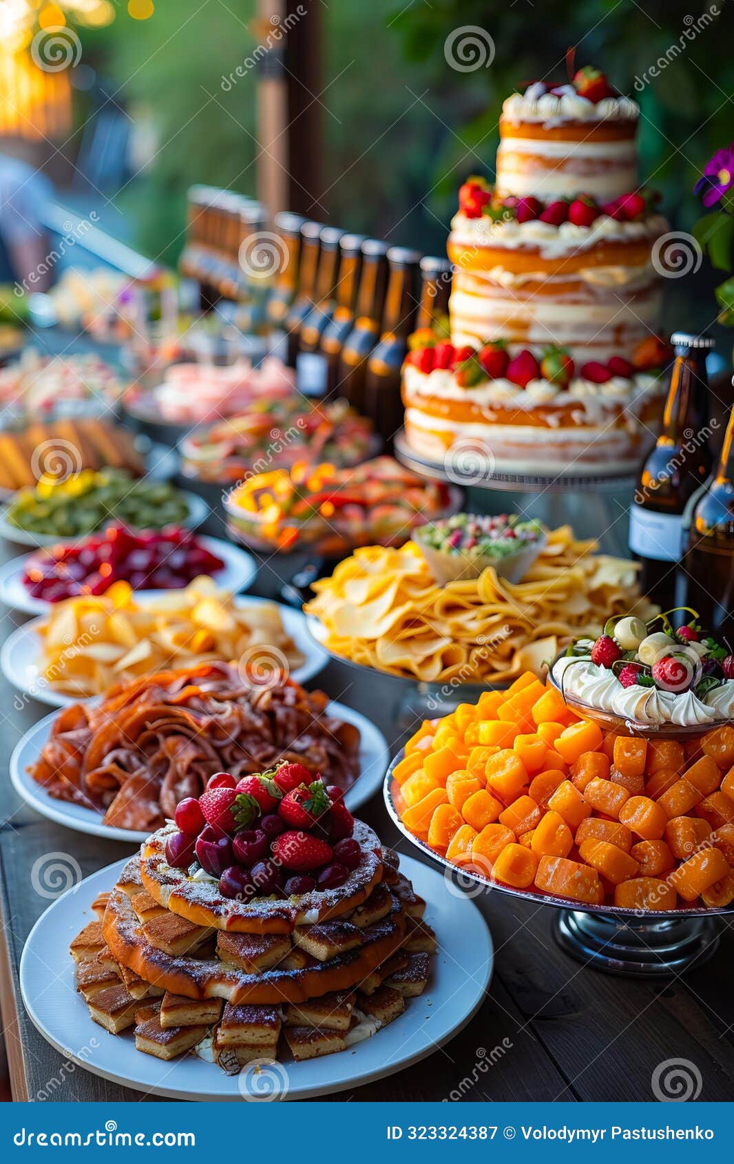 A Buffet Table with Many Different Types of Food Stock Image - Image of ...