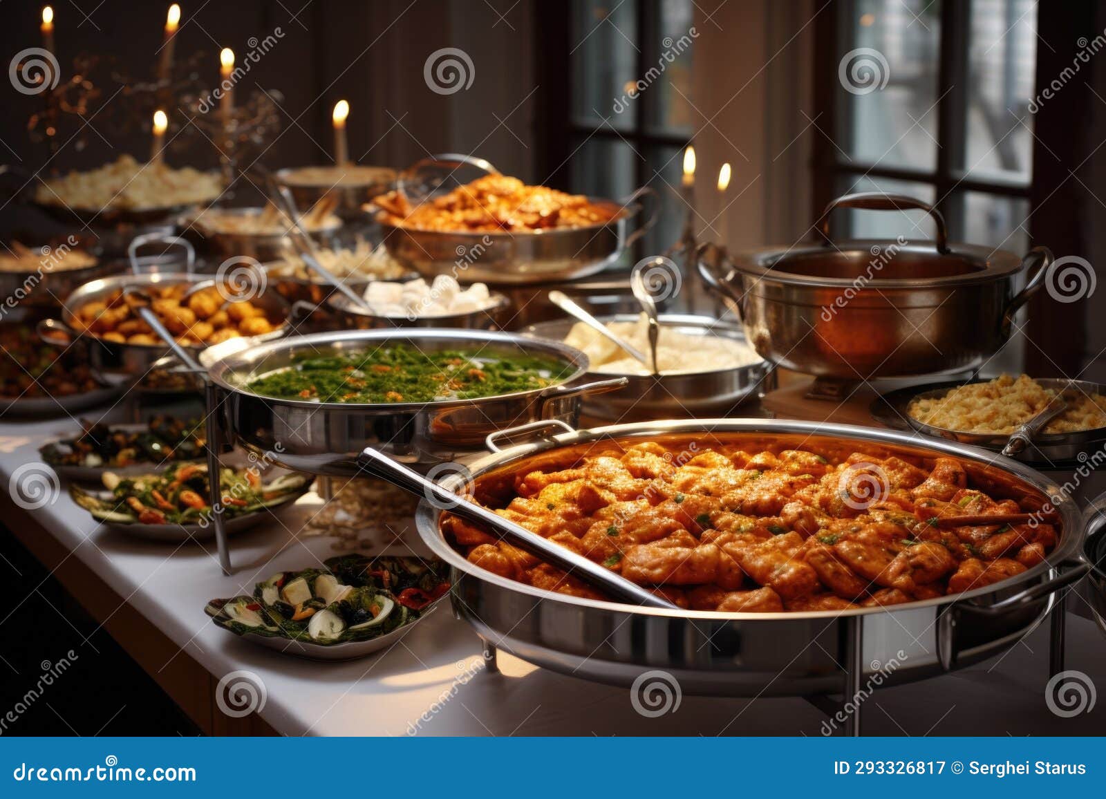 A Buffet Table With Many Different Types Of Food, AI Royalty-Free Stock ...