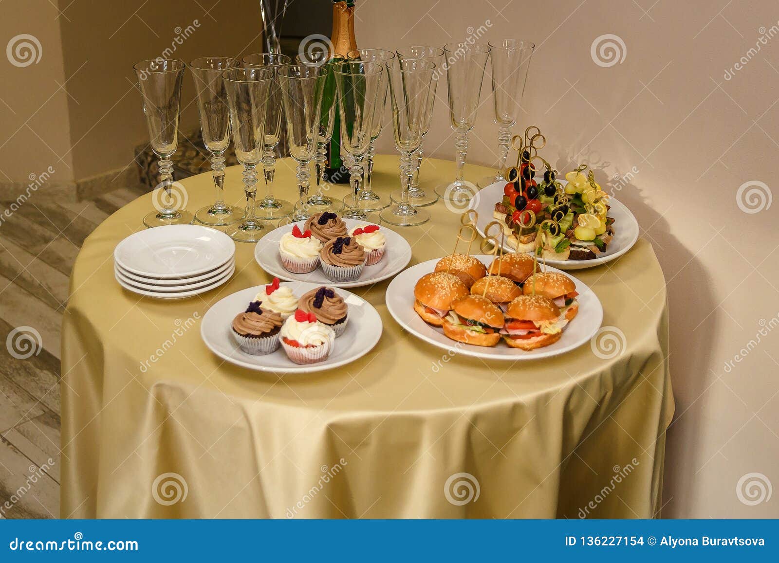 Buffet Table with Refreshments Stock Photo - Image of meal, gourmet ...