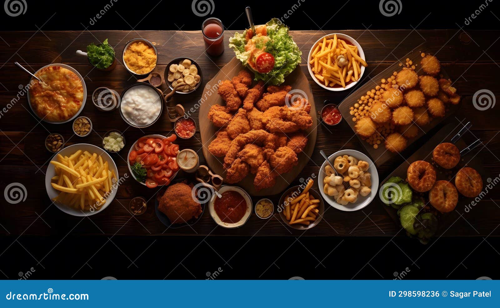 Buffet Table Scene of Take Out or Delivery Food Stock Illustration ...