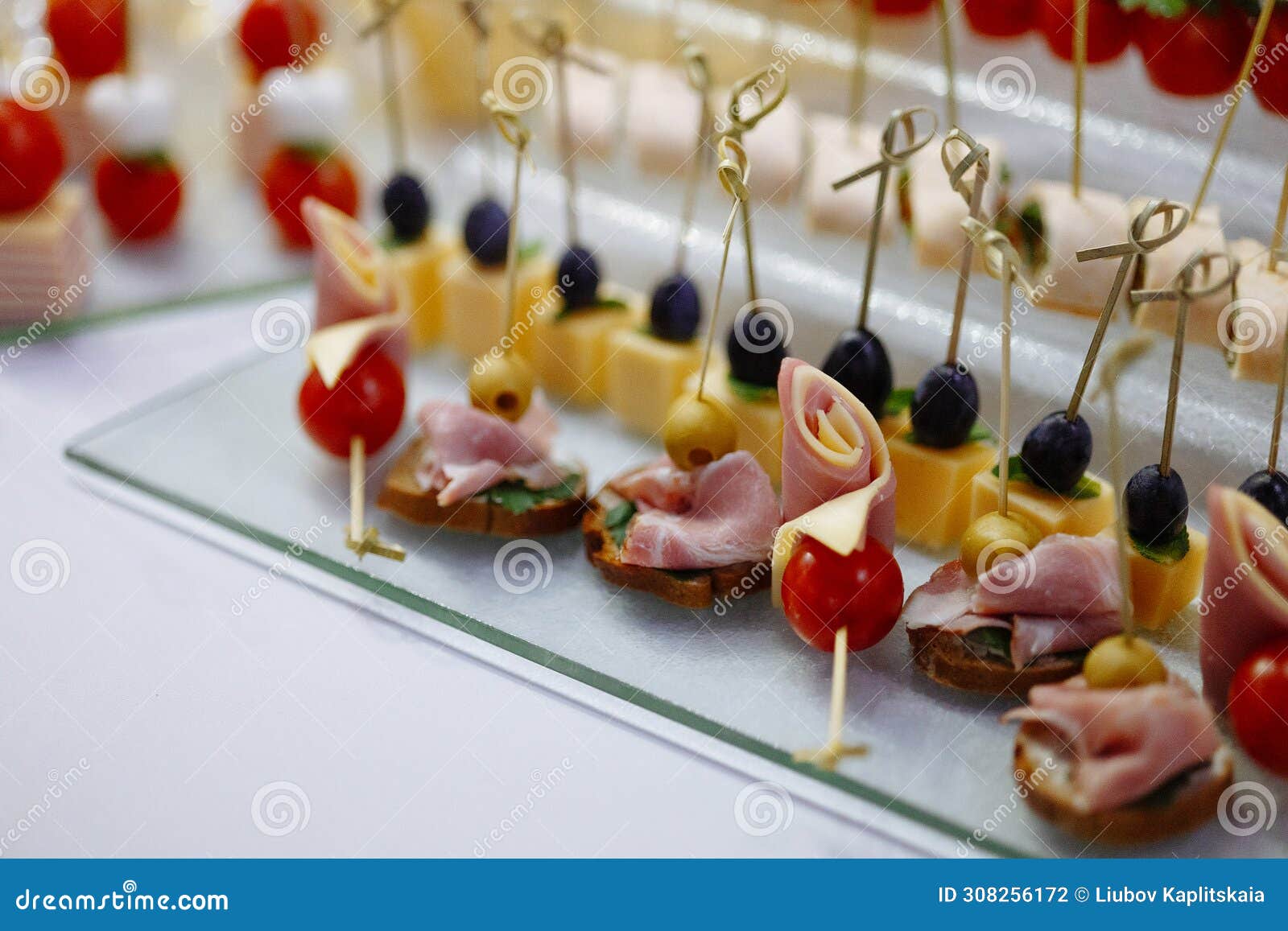 Buffet Table, Serving Table, Canape Close-up. Stock Photo - Image of ...
