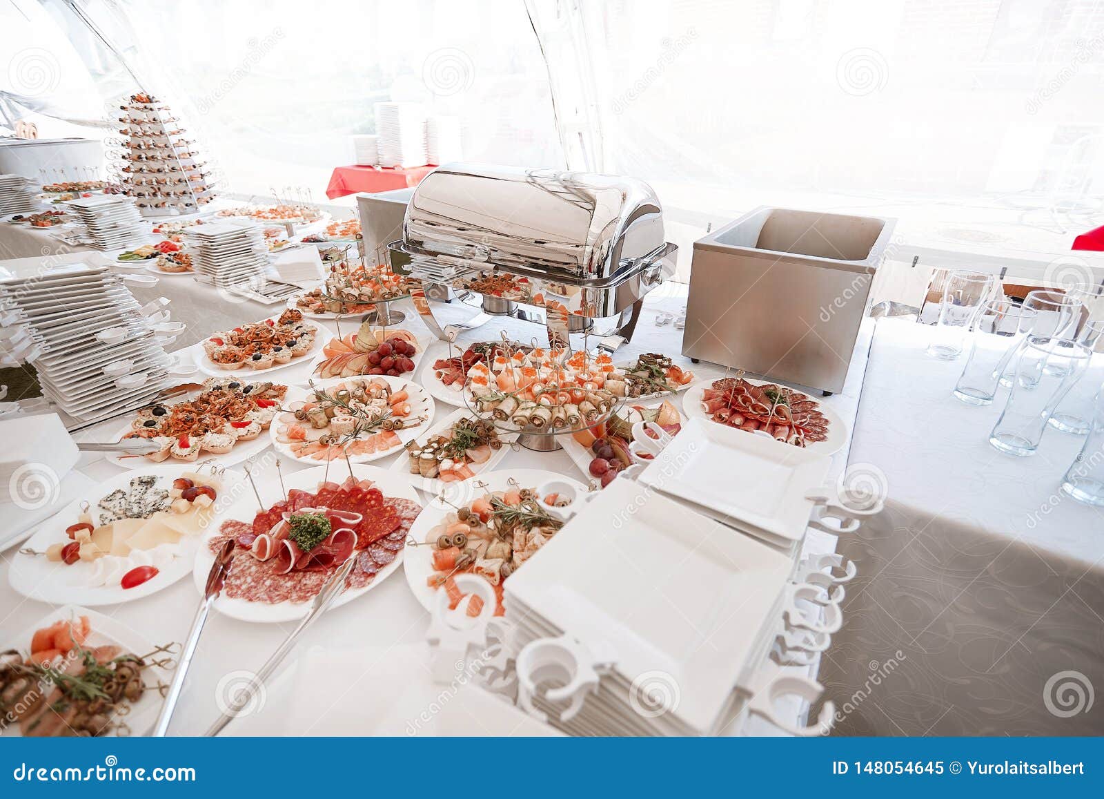 Buffet Table with a Variety of Dishes in the Restaurant Stock Image ...