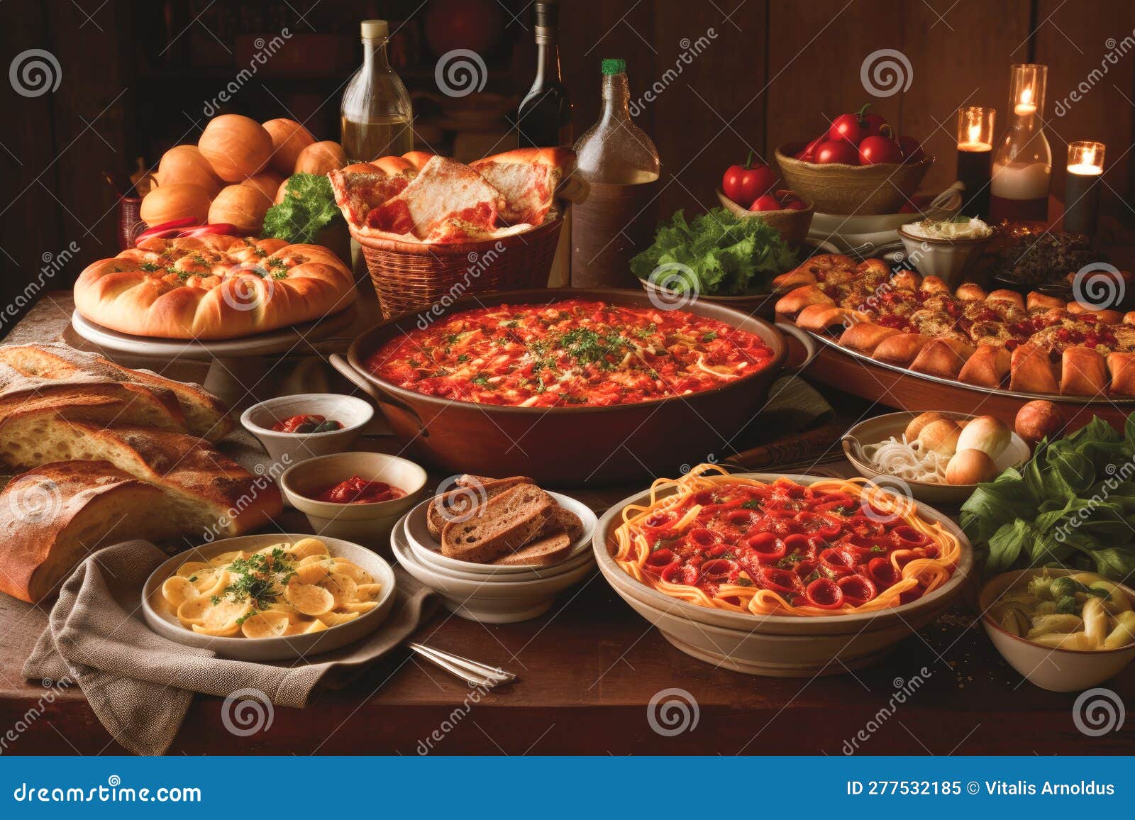 A Buffet Table with a Variety of Food Options. Generative AI Stock ...