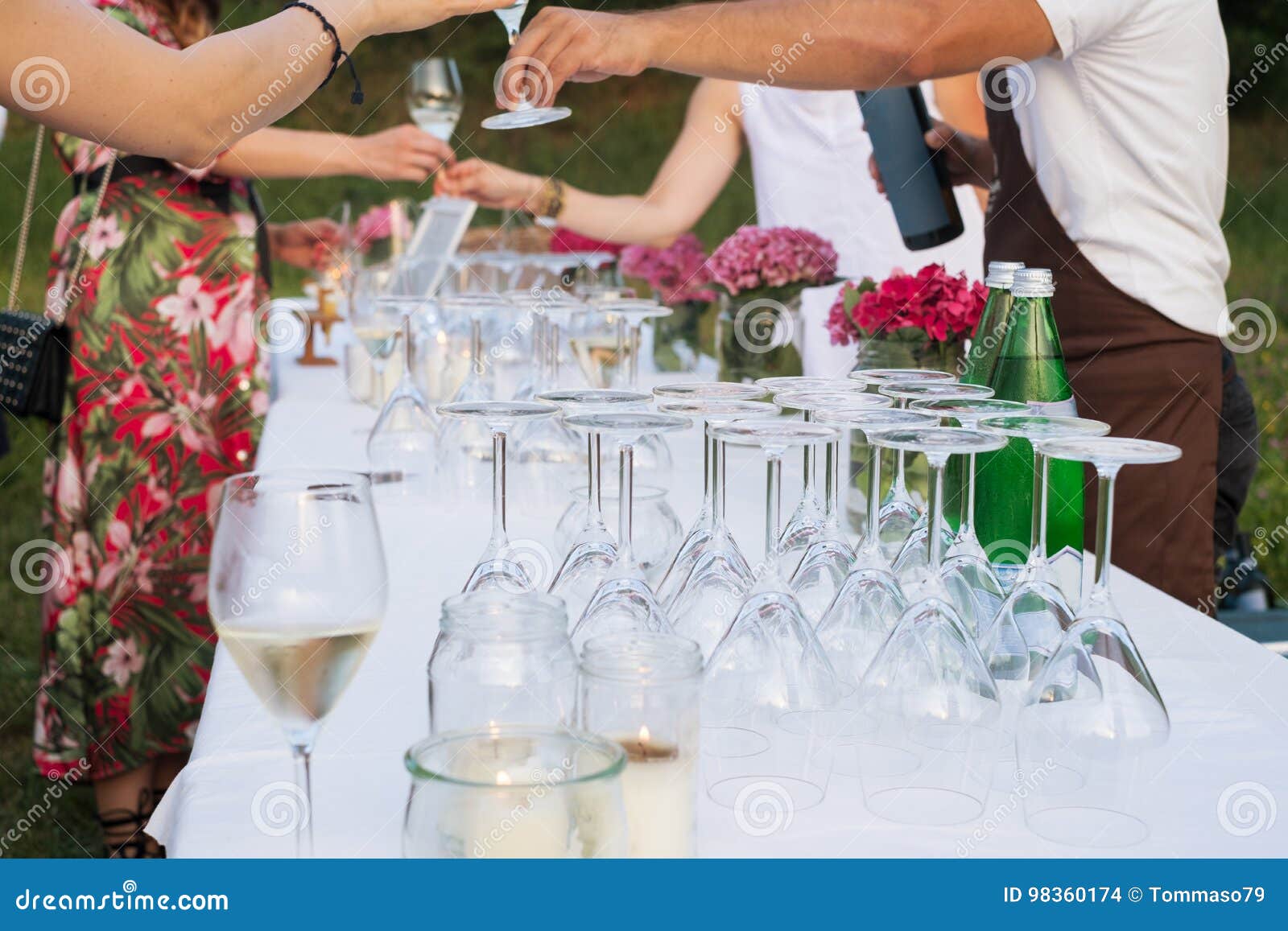 Buffet Table and Waiters Service during Party Stock Photo - Image of ...