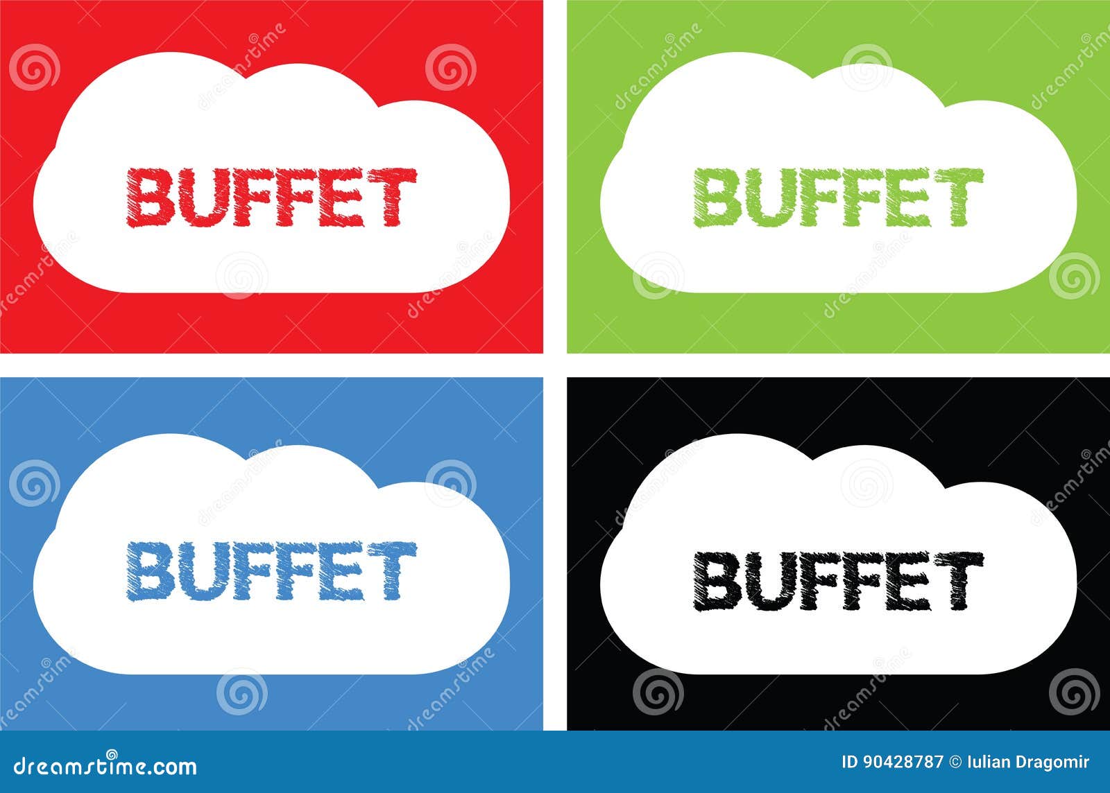 BUFFET Text, on Cloud Bubble Sign. Stock Illustration - Illustration of ...