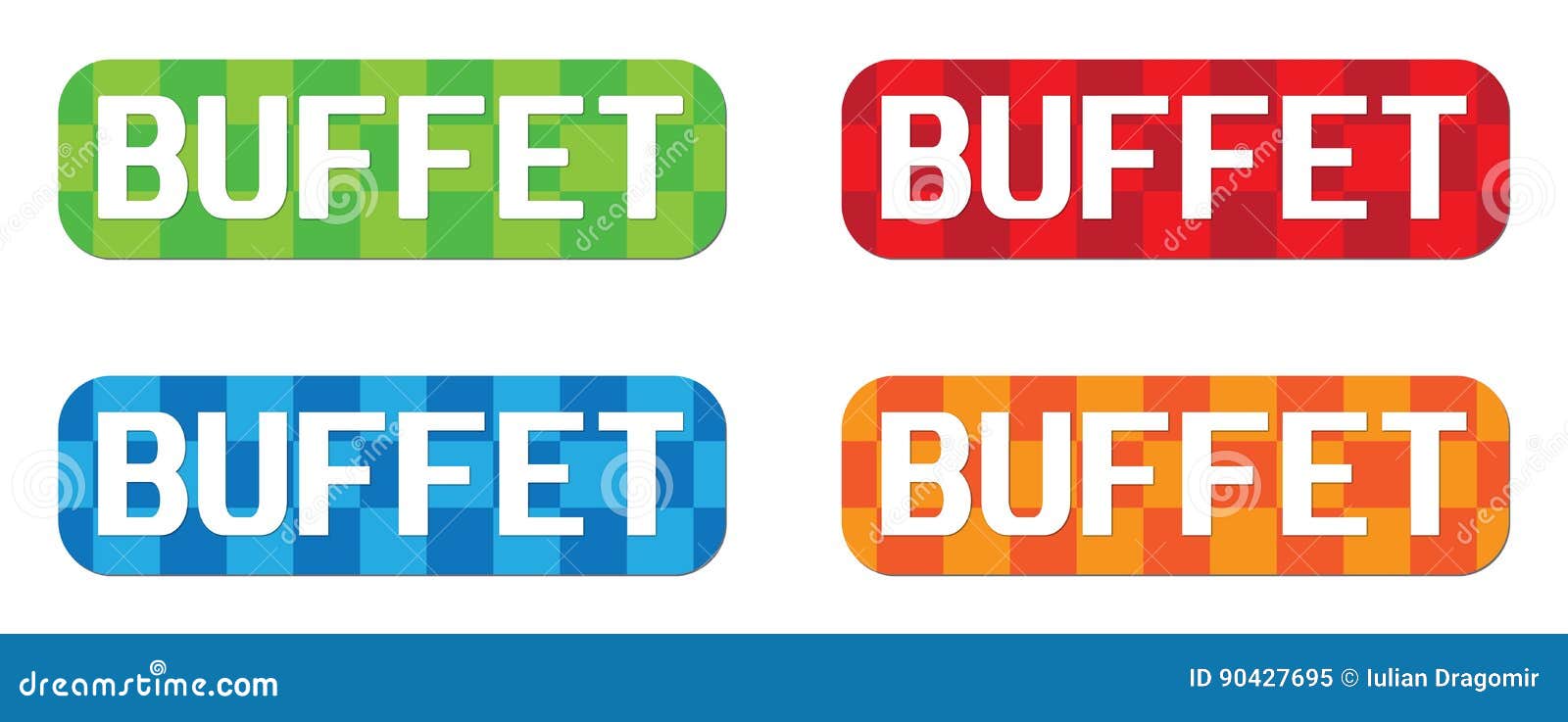 BUFFET Text, on Rectangle, Zig Zag Pattern Stamp Sign. Stock ...