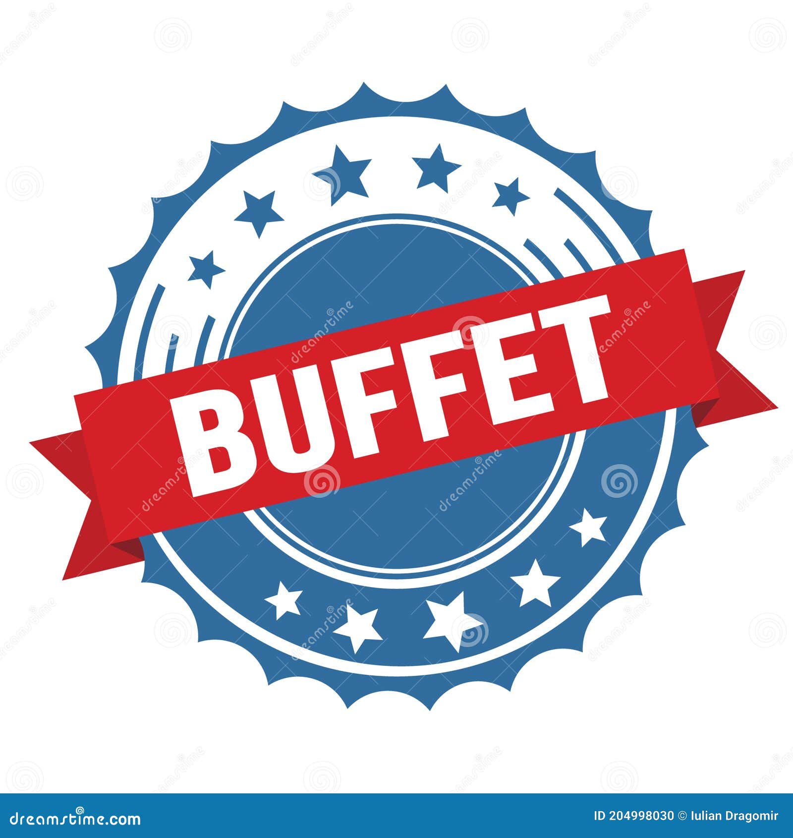 BUFFET Text on Red Blue Ribbon Stamp Stock Illustration - Illustration ...