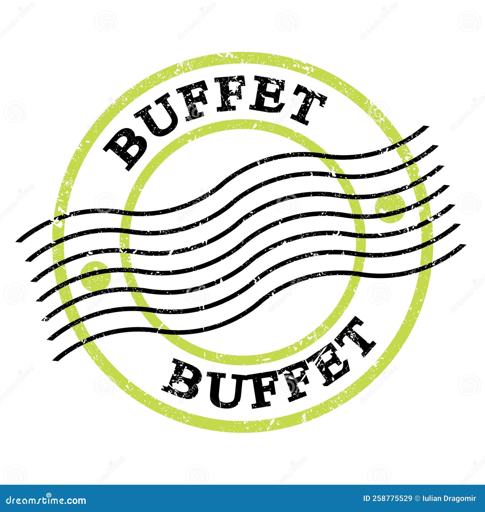 BUFFET, Text Written on Green-black Postal Stamp Stock Illustration ...