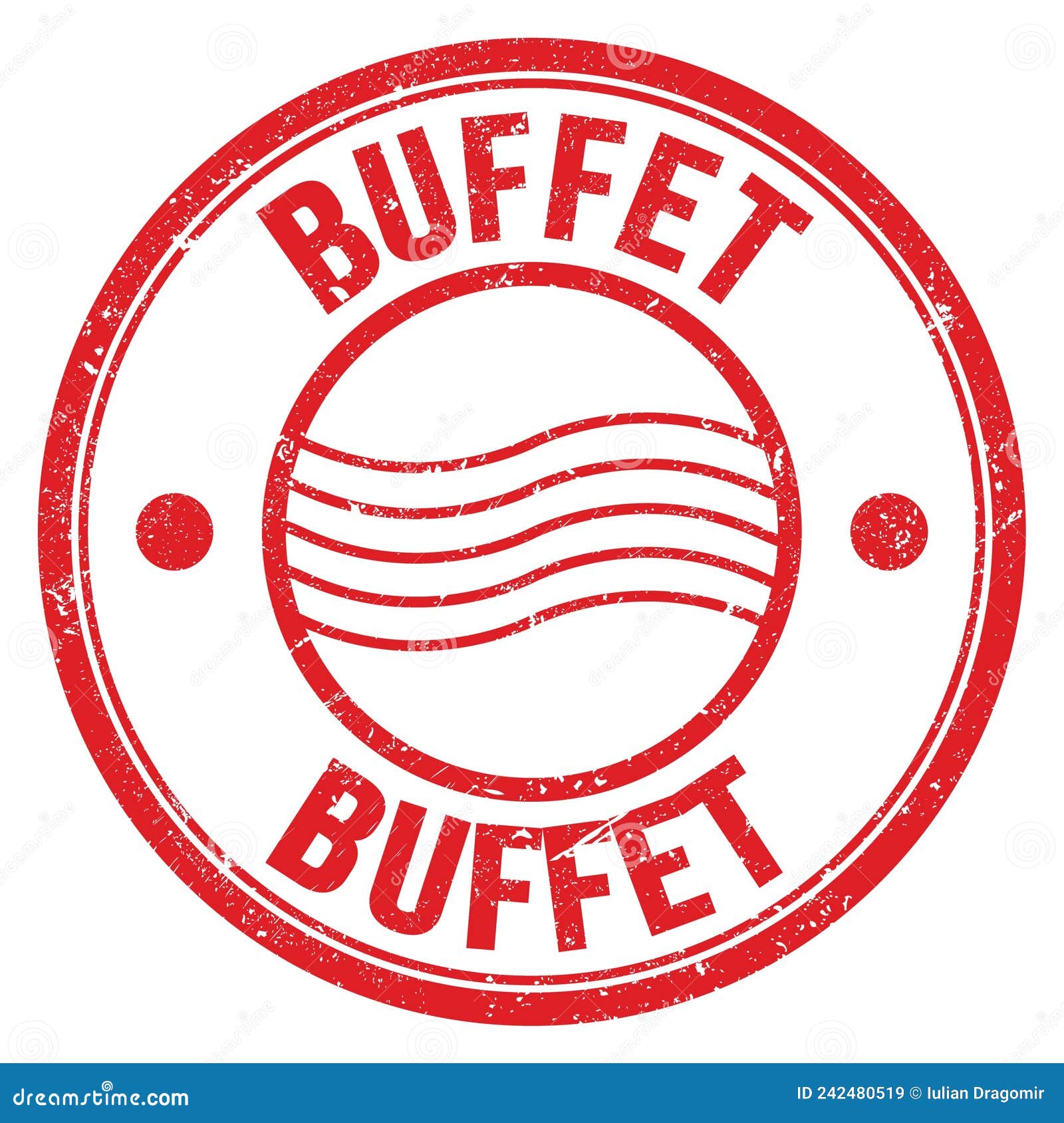 BUFFET Text Written on Red Round Postal Stamp Sign Stock Illustration ...