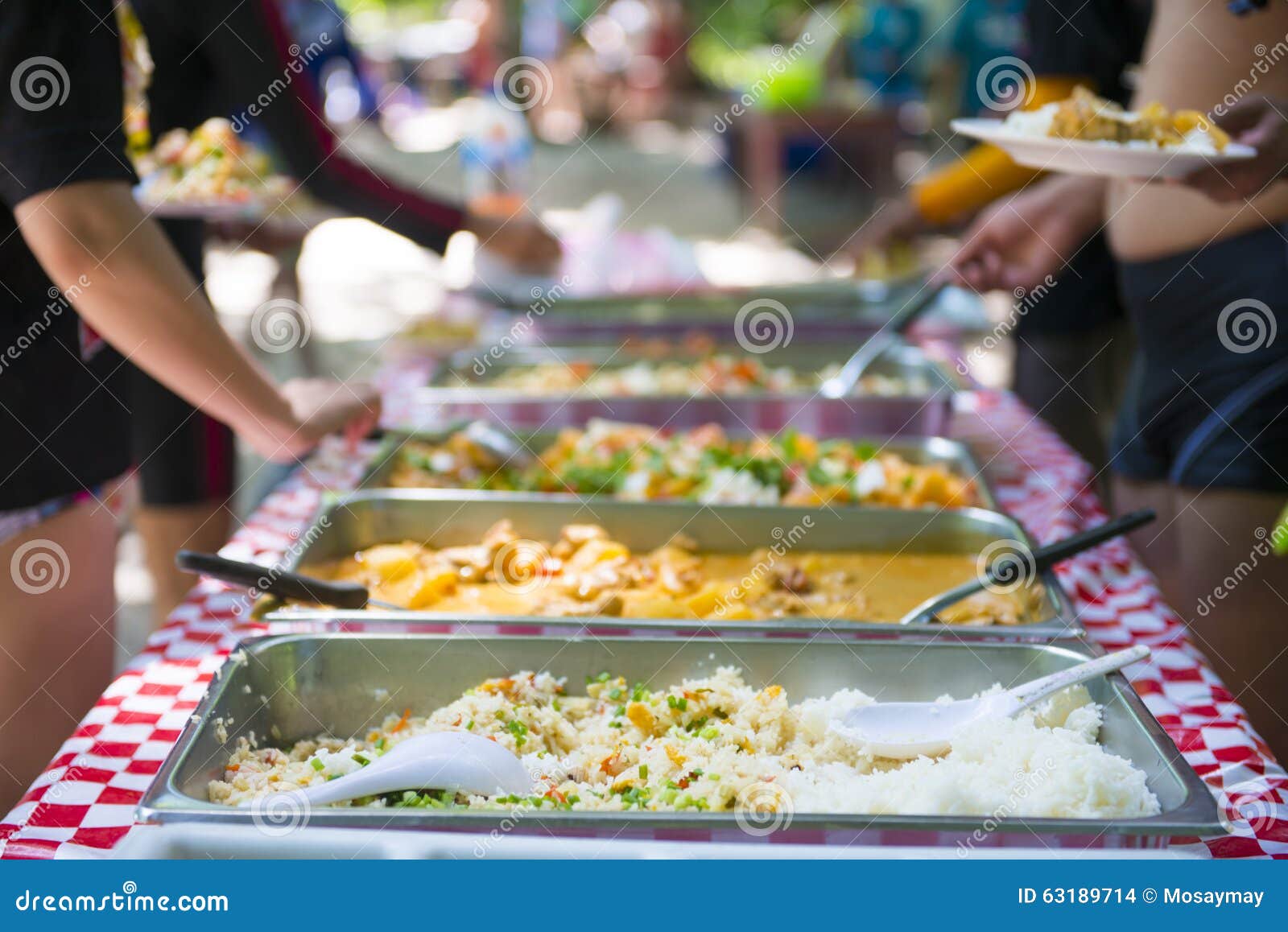 Buffet Thai Food in the Tray for Lunch Stock Photo - Image of spoon ...
