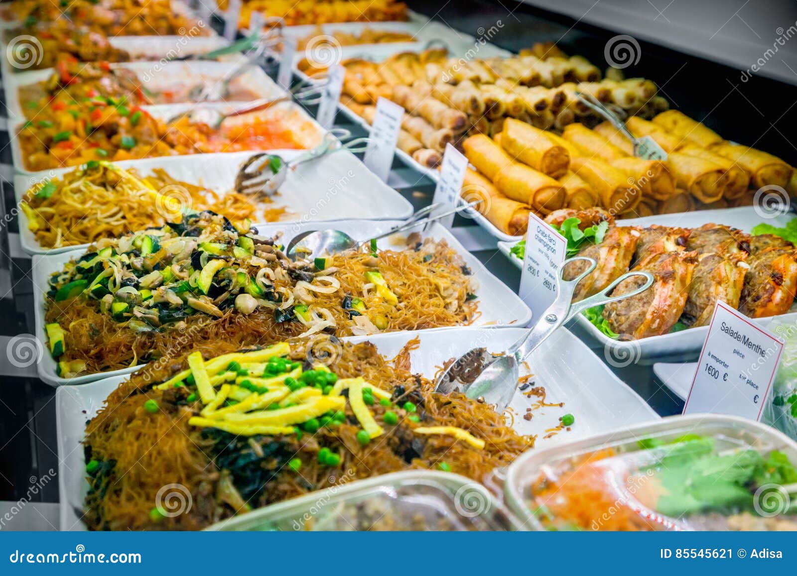 Buffet trays stock image. Image of gourmet, asian, dining - 85545621