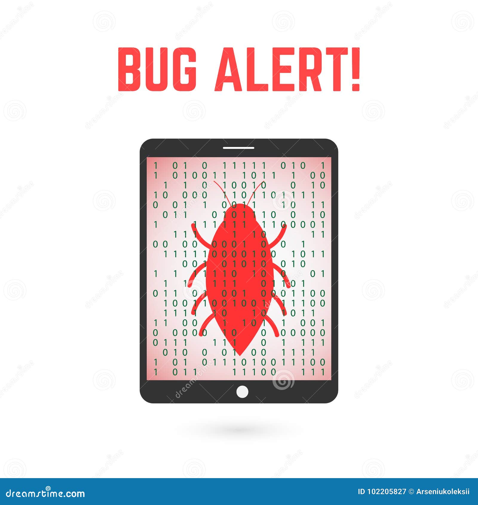 Bug alert illustration stock vector. Illustration of coding - 102205827