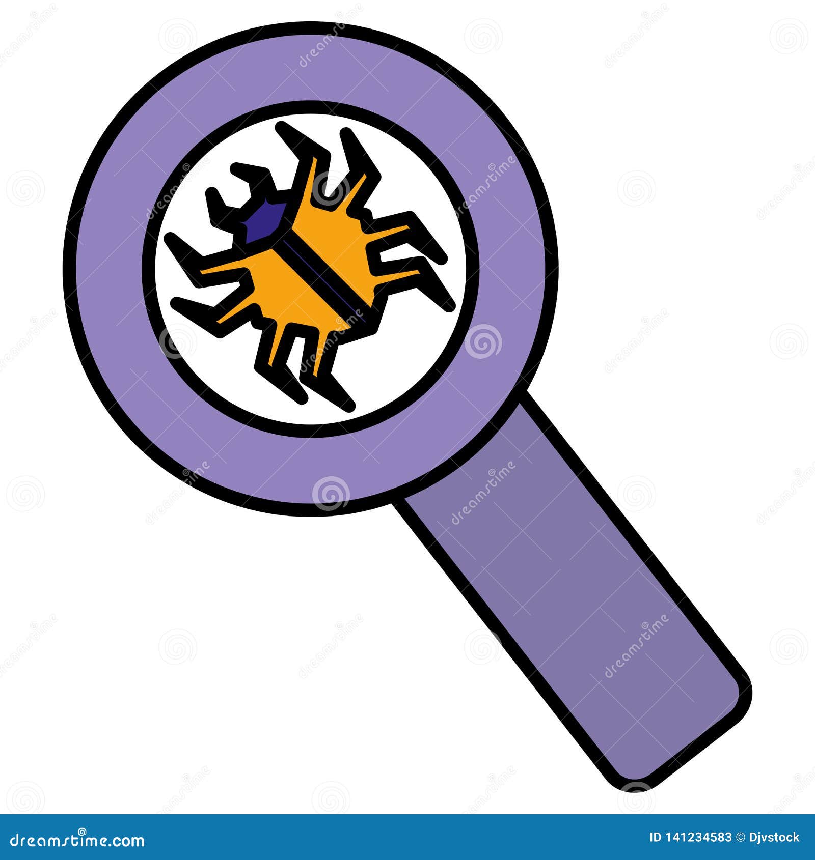 Bug Animal with Magnifying Glass Stock Vector - Illustration of object ...