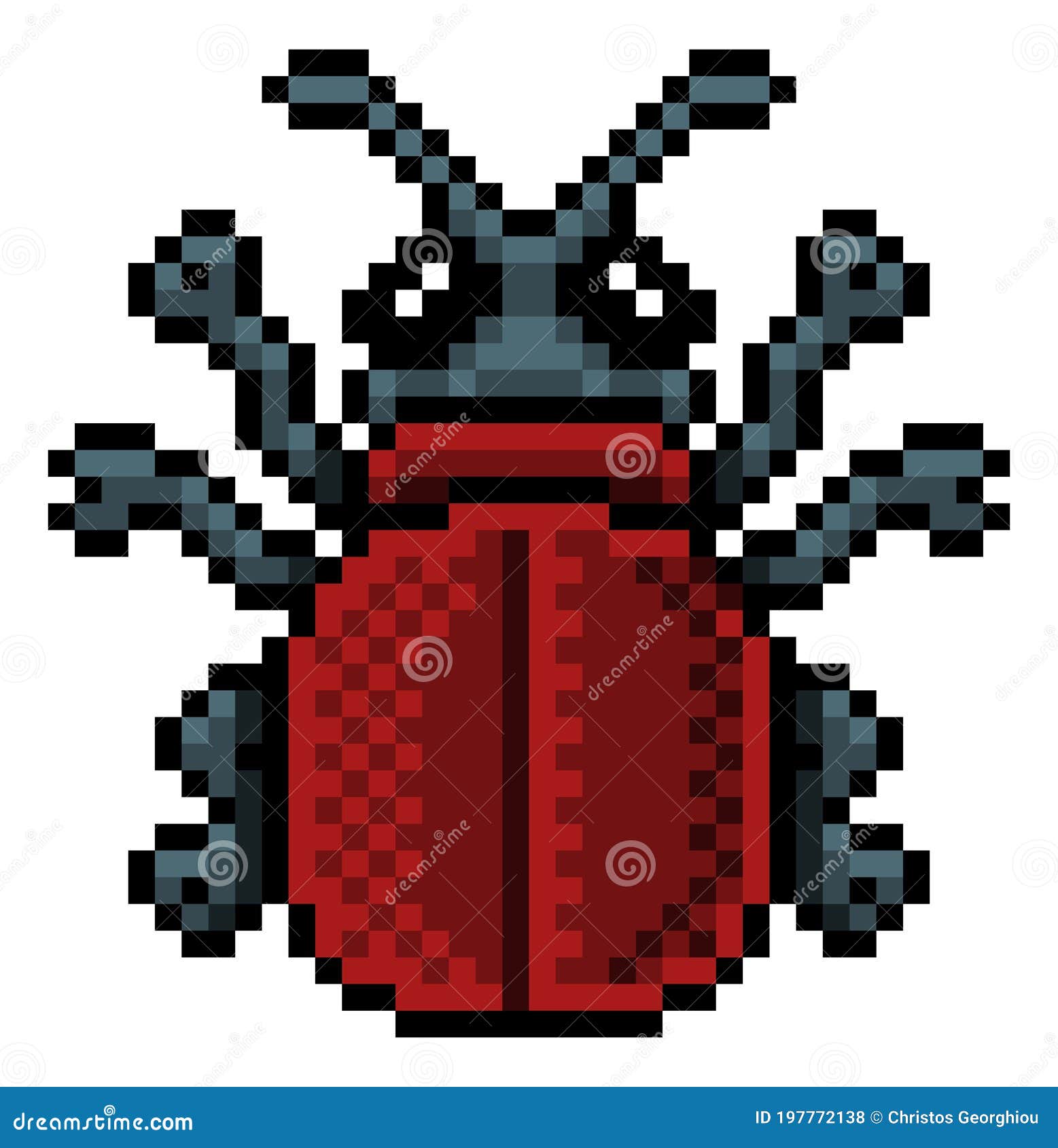 Bug Insect Pixel Art Video Game Beetle 8 Bit Icons Vector Illustration ...