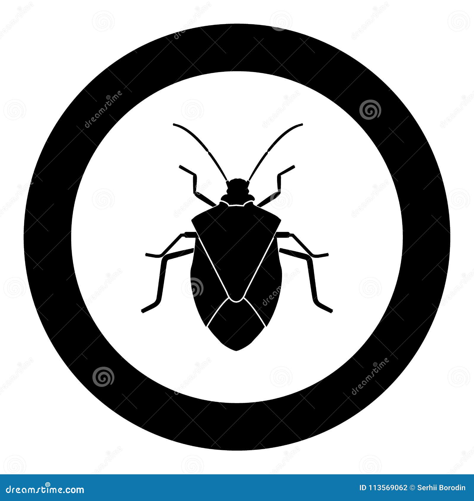 Bug black icon in circle stock vector. Illustration of wild - 113569062